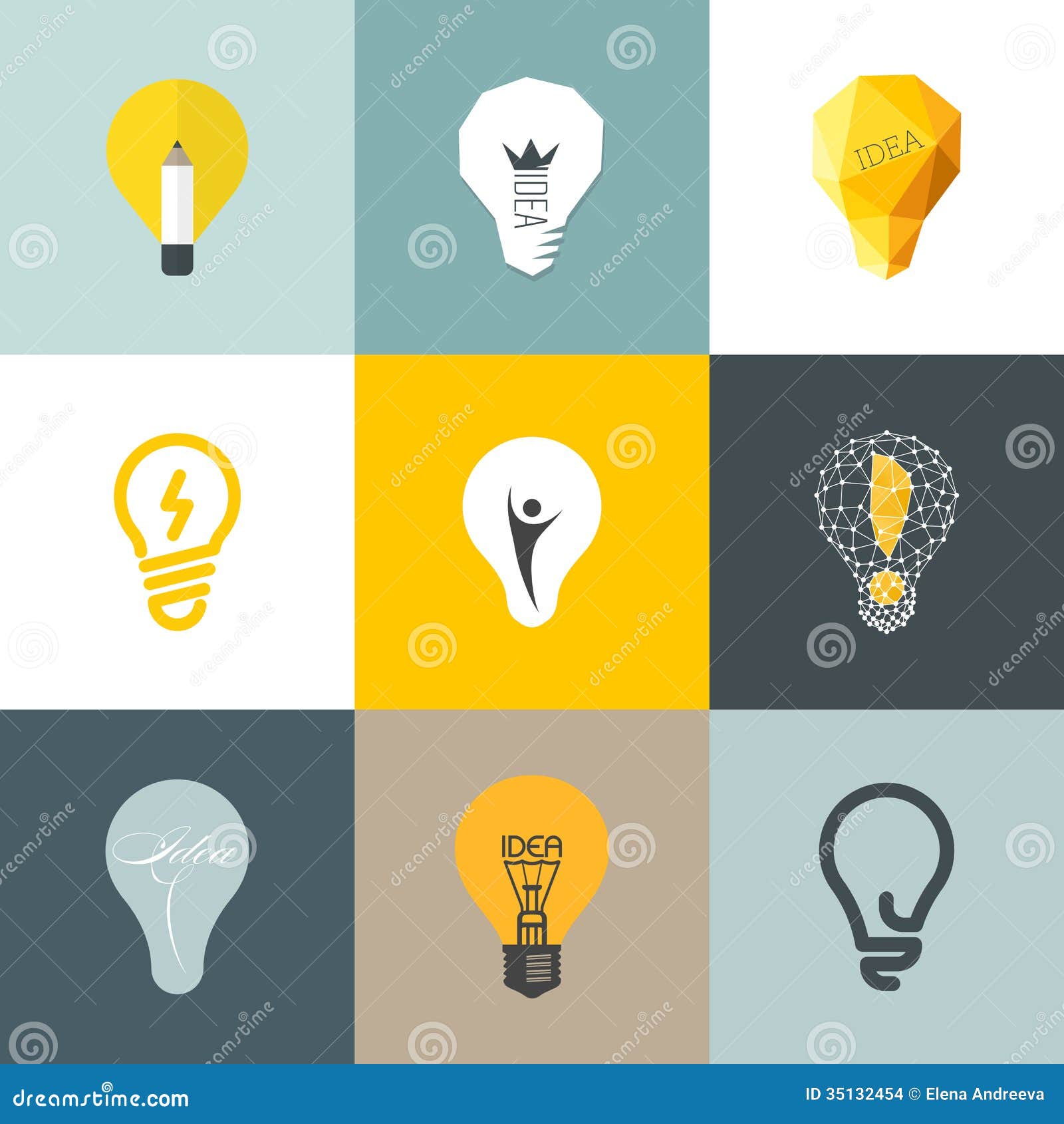 Creative Light Bulb. Set of Design Elements Stock Vector - Illustration ...