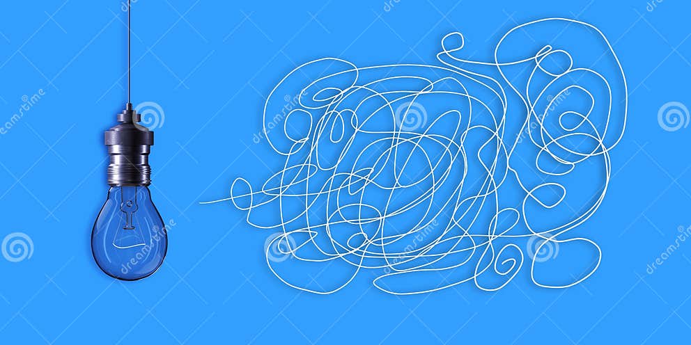 Creative Light Bulb Sketch with Scribble on Blue Background. Idea ...