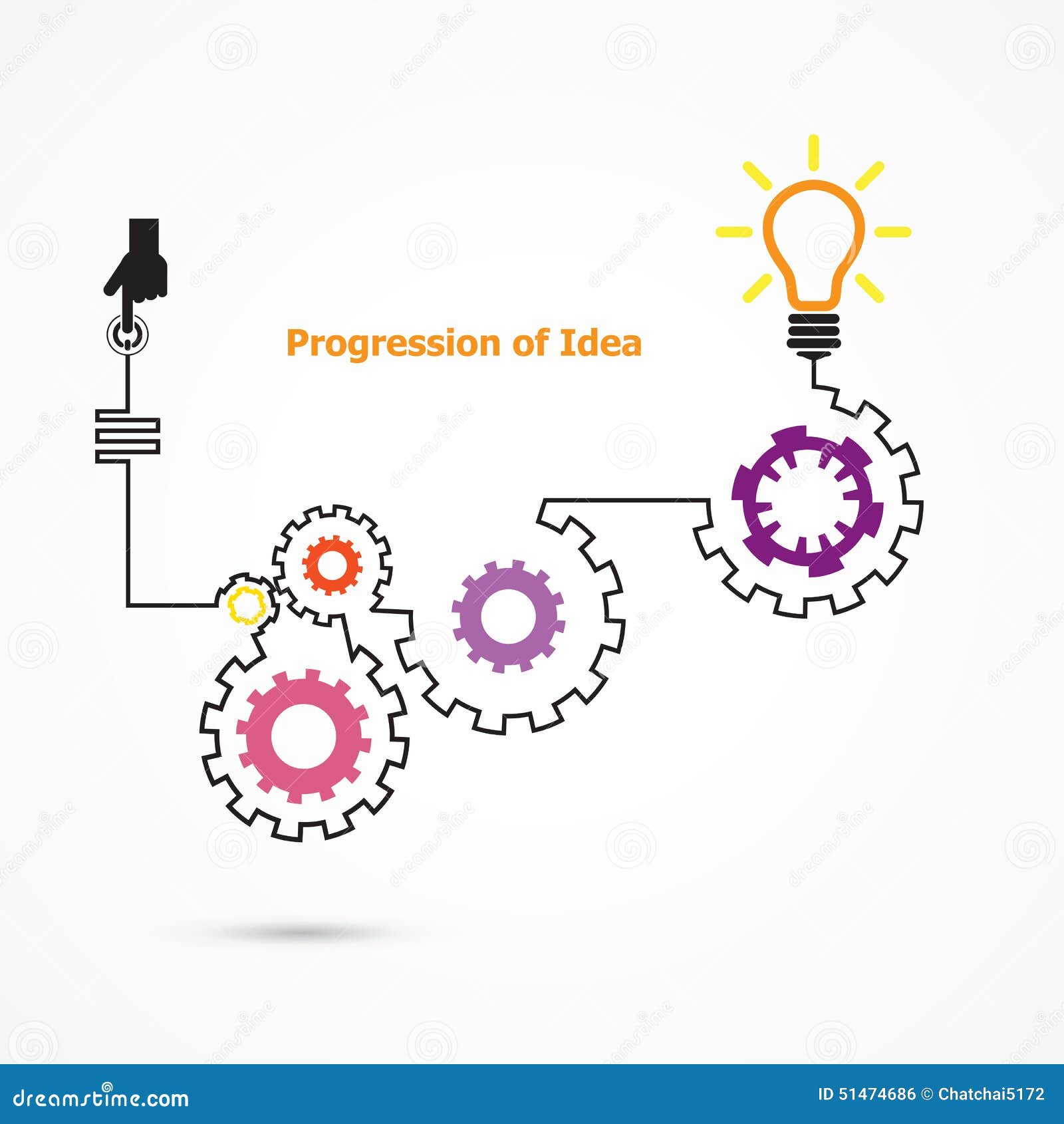 Creative Light Bulb Symbol with Linear of Gear Shape. Progression of ...