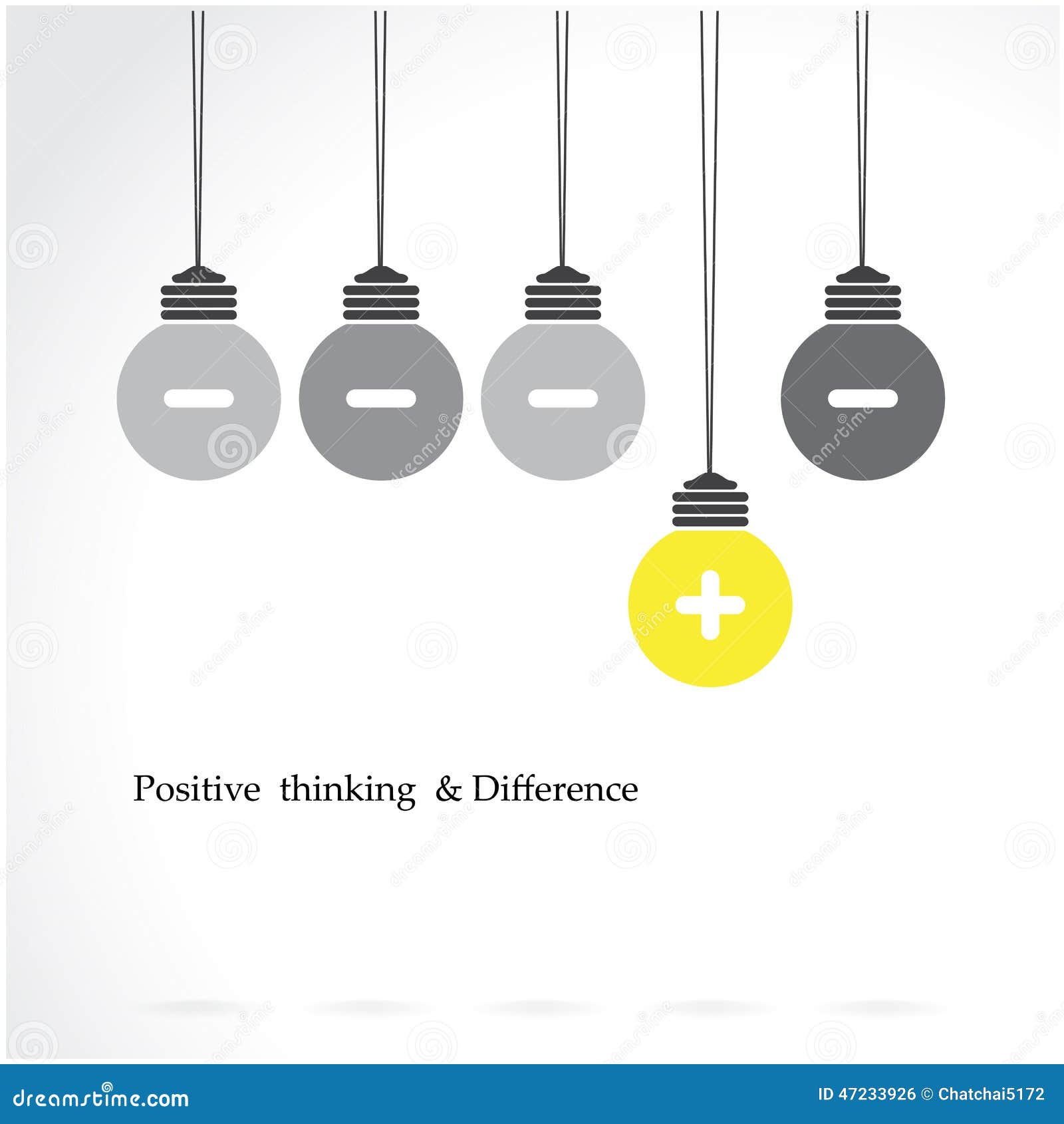 Creative Light Bulb Symbol With Positive Thinking And Difference Vector ...