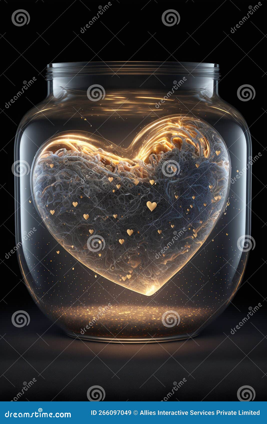 Creative Lighting Lamp Underwater Heart Shape in Jar. 3D Stock Image ...