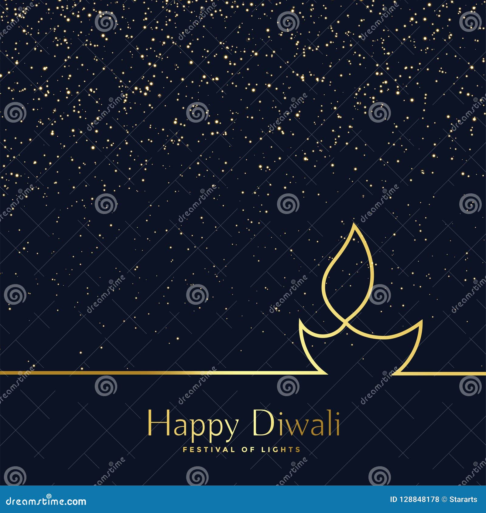 Creative Line Art Diwali Diya Background Stock Vector - Illustration of ...