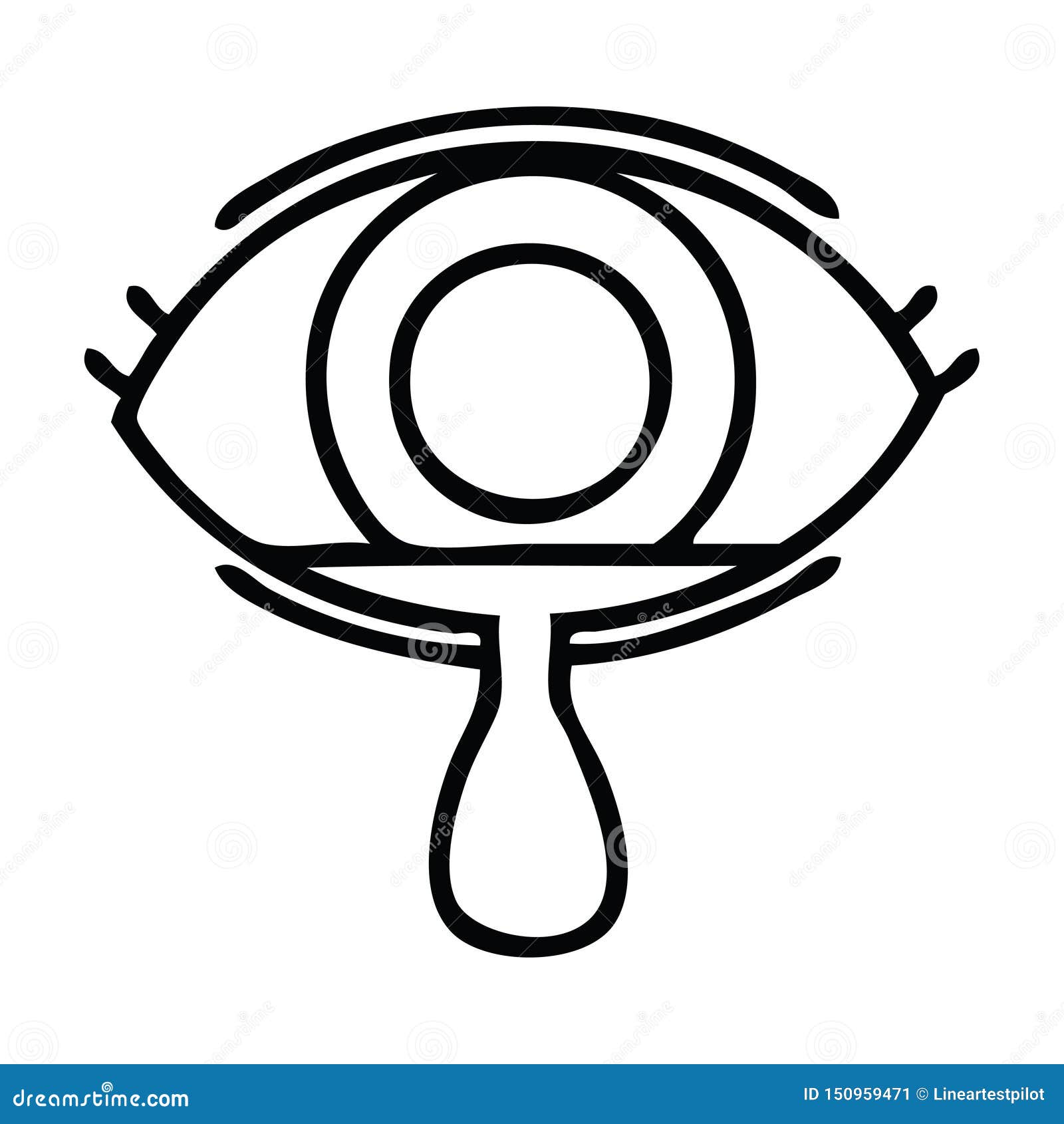 A Creative Line Drawing Cartoon Crying Eye Stock Vector - Illustration ...