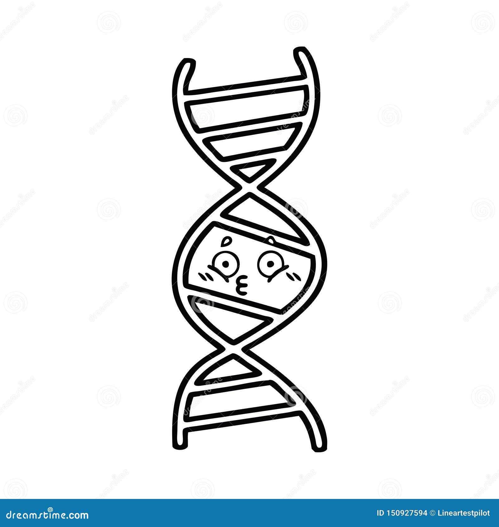 A Creative Line Drawing Cartoon DNA Strand Stock Vector - Illustration ...