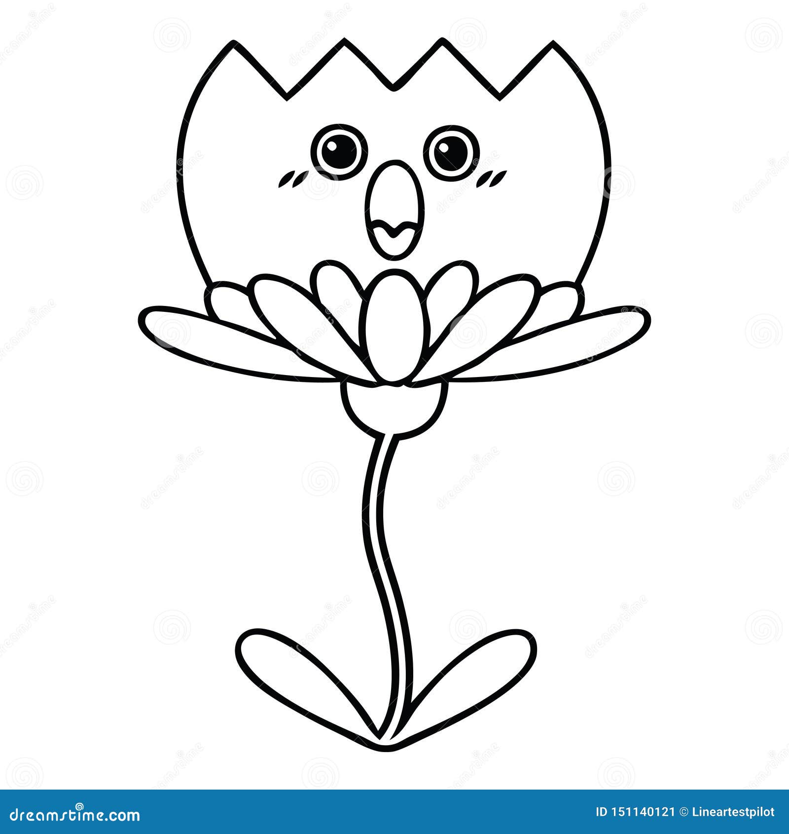 A Creative Line Drawing Cartoon Flower Stock Vector - Illustration of ...