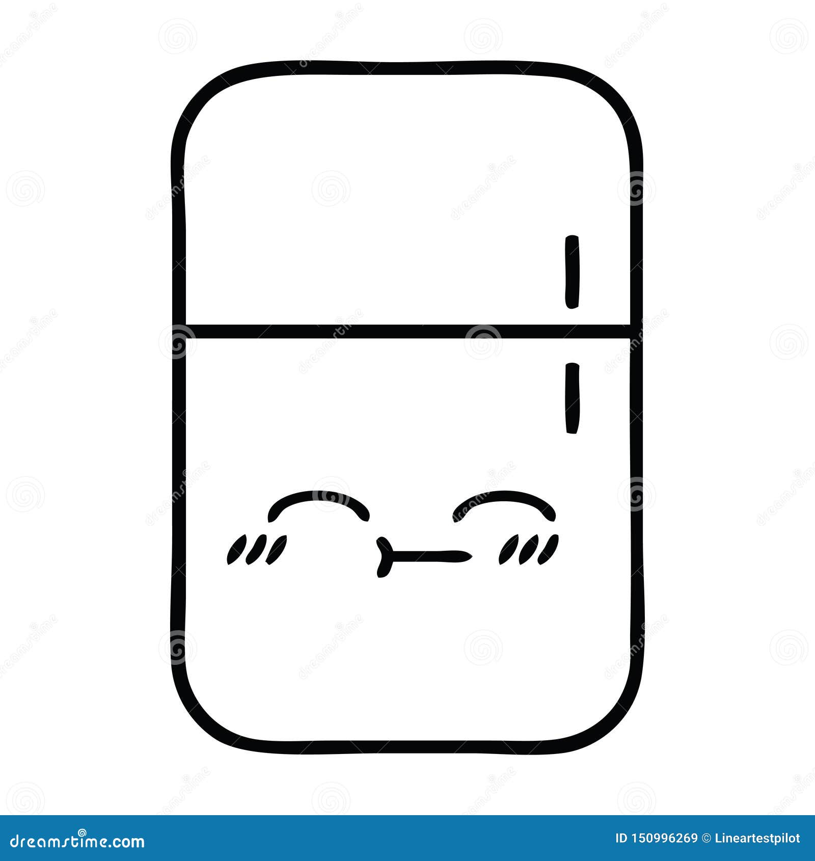 A Creative Line Drawing Cartoon Fridge Freezer Stock Vector ...