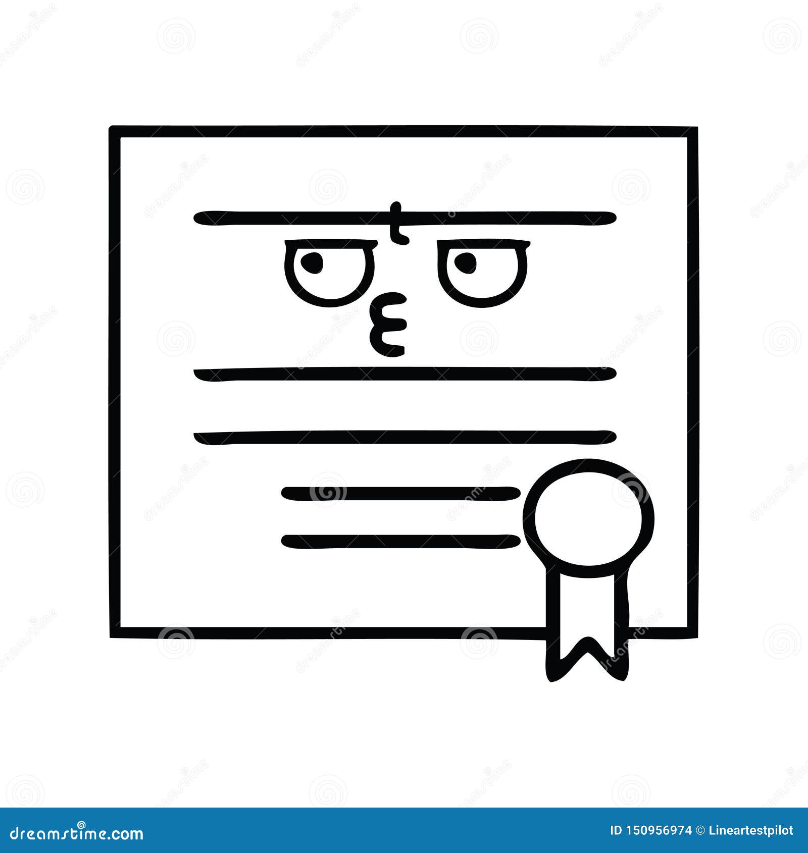 A Creative Line Drawing Cartoon Graduation Diploma Stock Vector ...