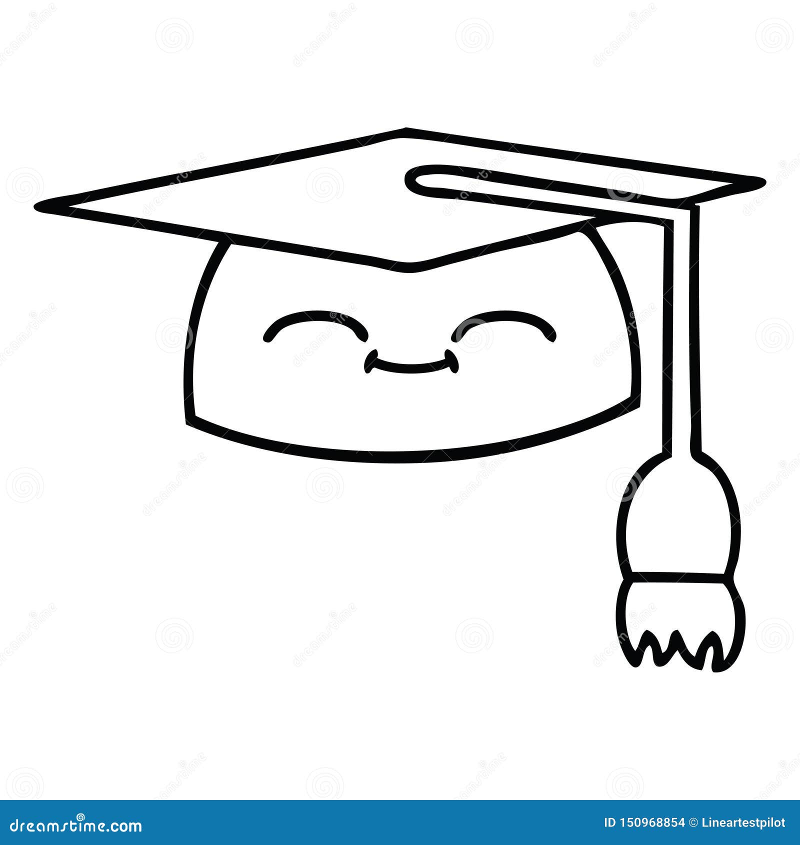 A Creative Line Drawing Cartoon Graduation Hat Stock Vector ...