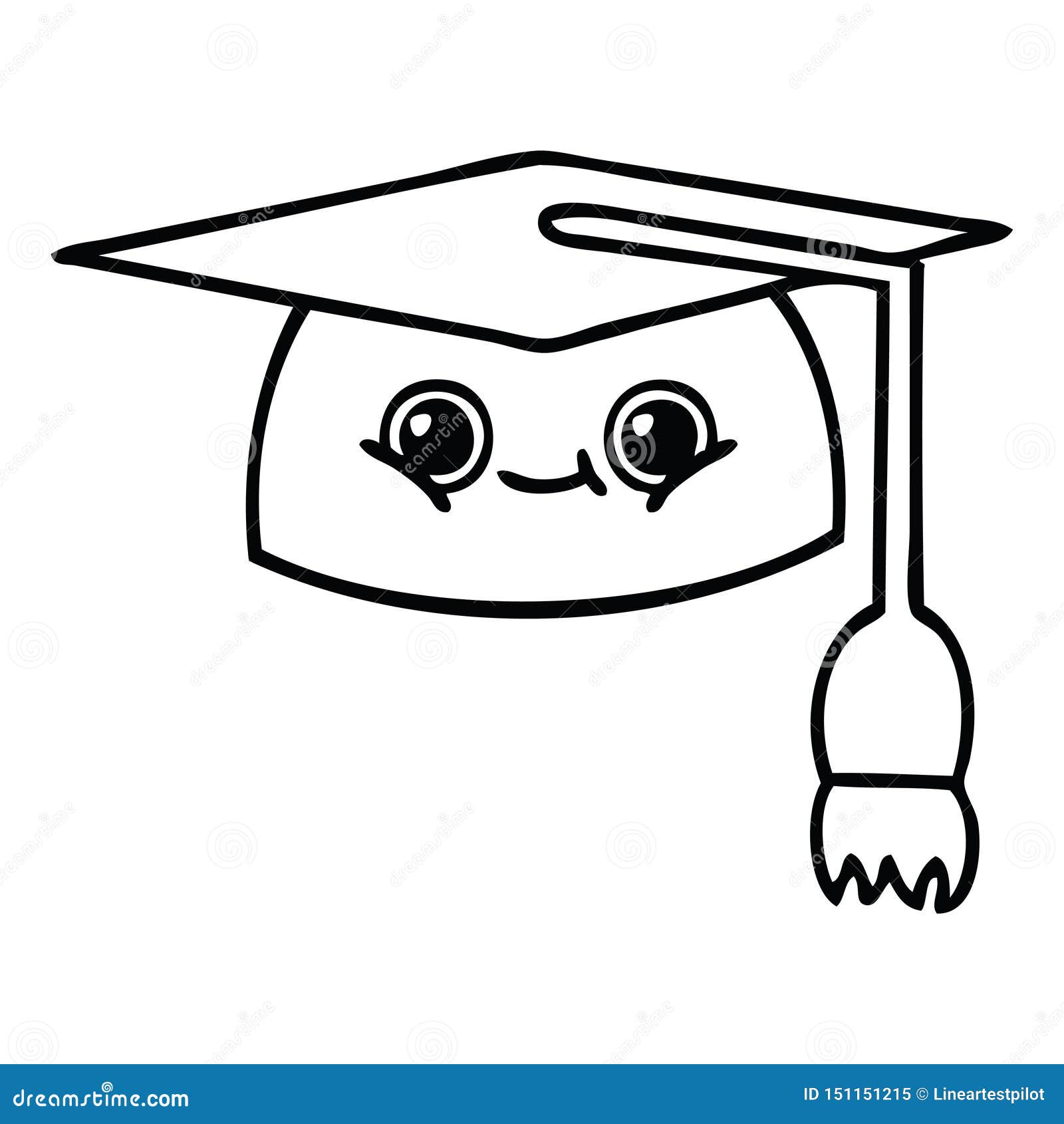 A Creative Line Drawing Cartoon Graduation Hat Stock Vector ...