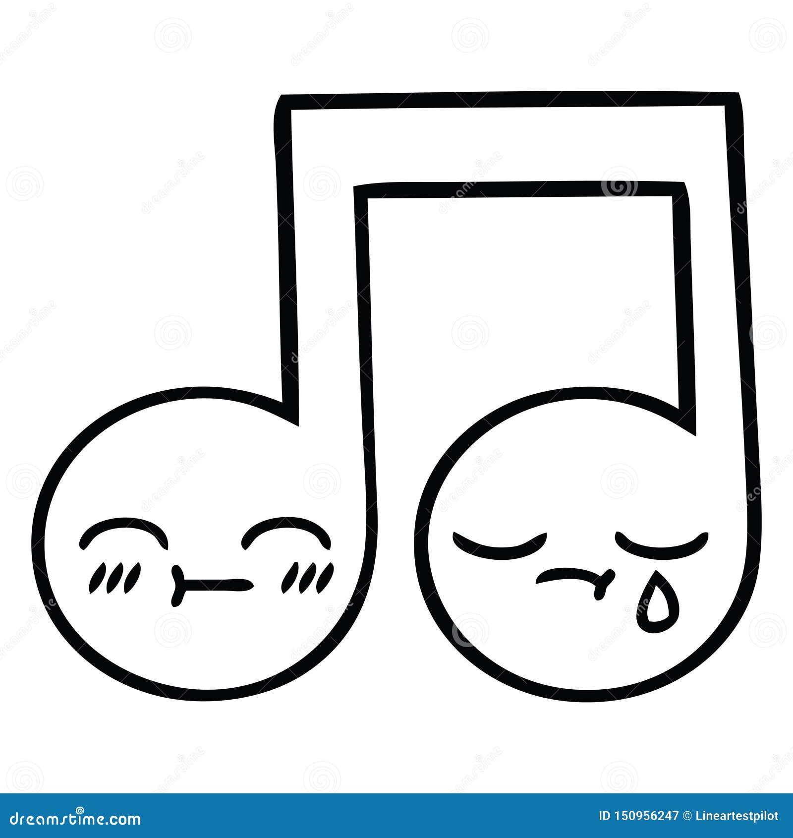 A Creative Line Drawing Cartoon Musical Note Stock Vector ...