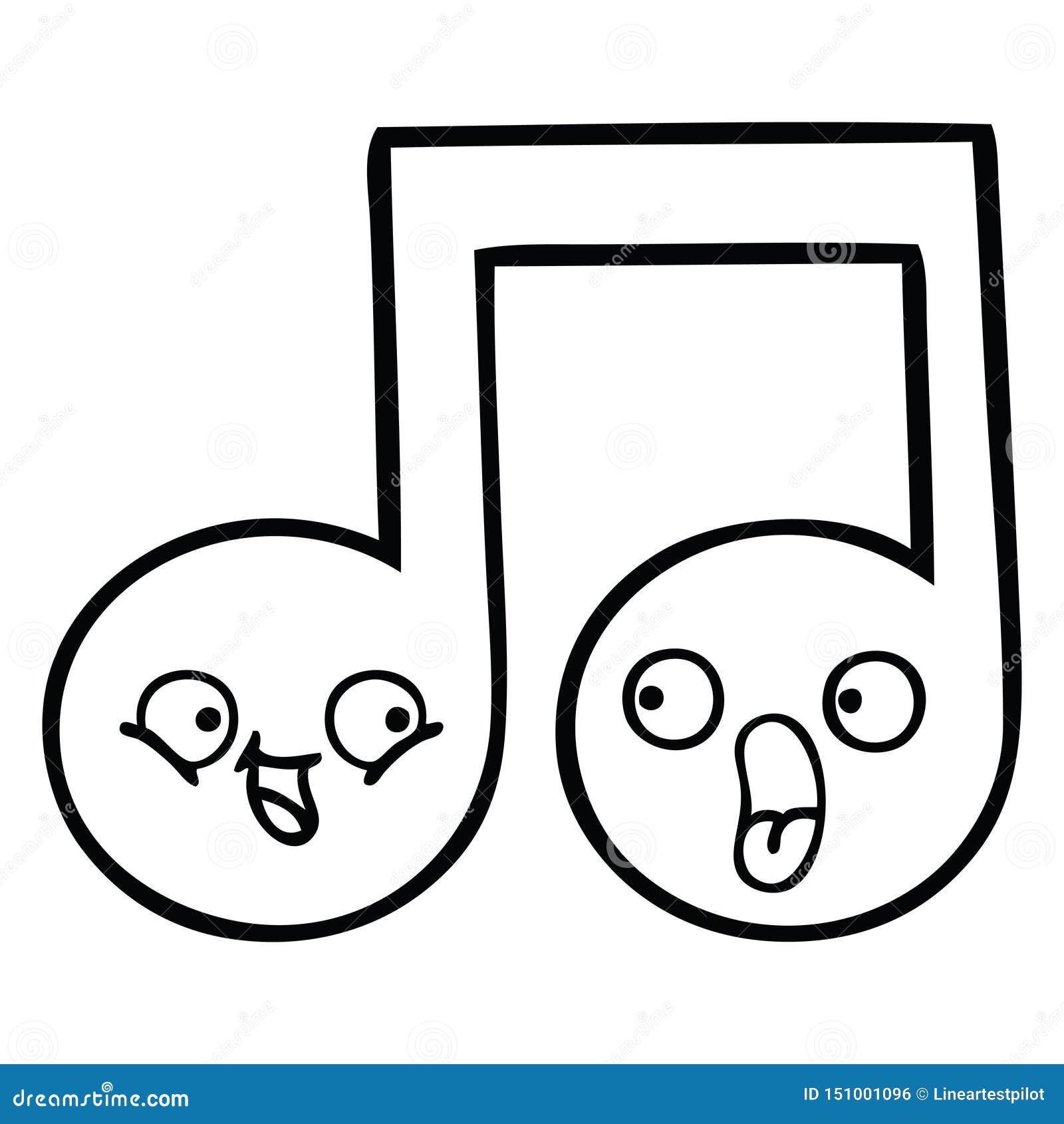 A Creative Line Drawing Cartoon Musical Note Stock Vector ...