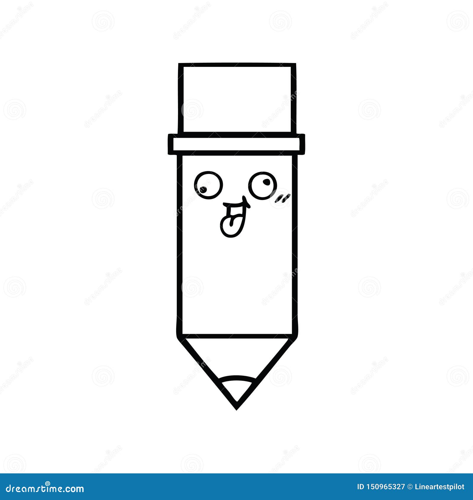 A Creative Line Drawing Cartoon Pencil Stock Vector - Illustration of ...