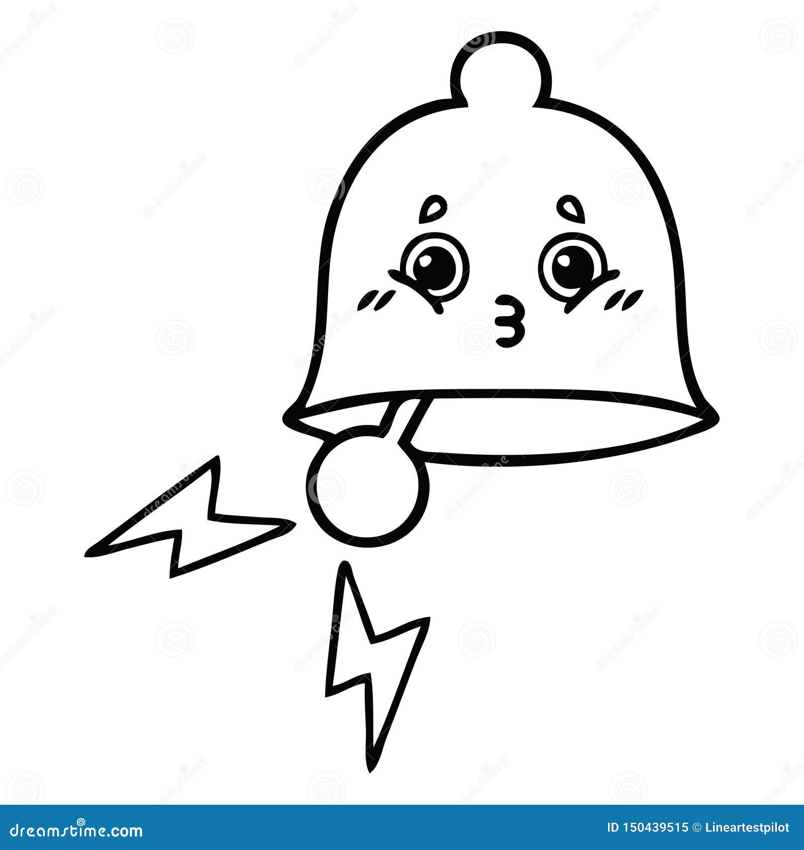 Line Drawing Cartoon of a Ringing Bell Stock Vector - Illustration of ...
