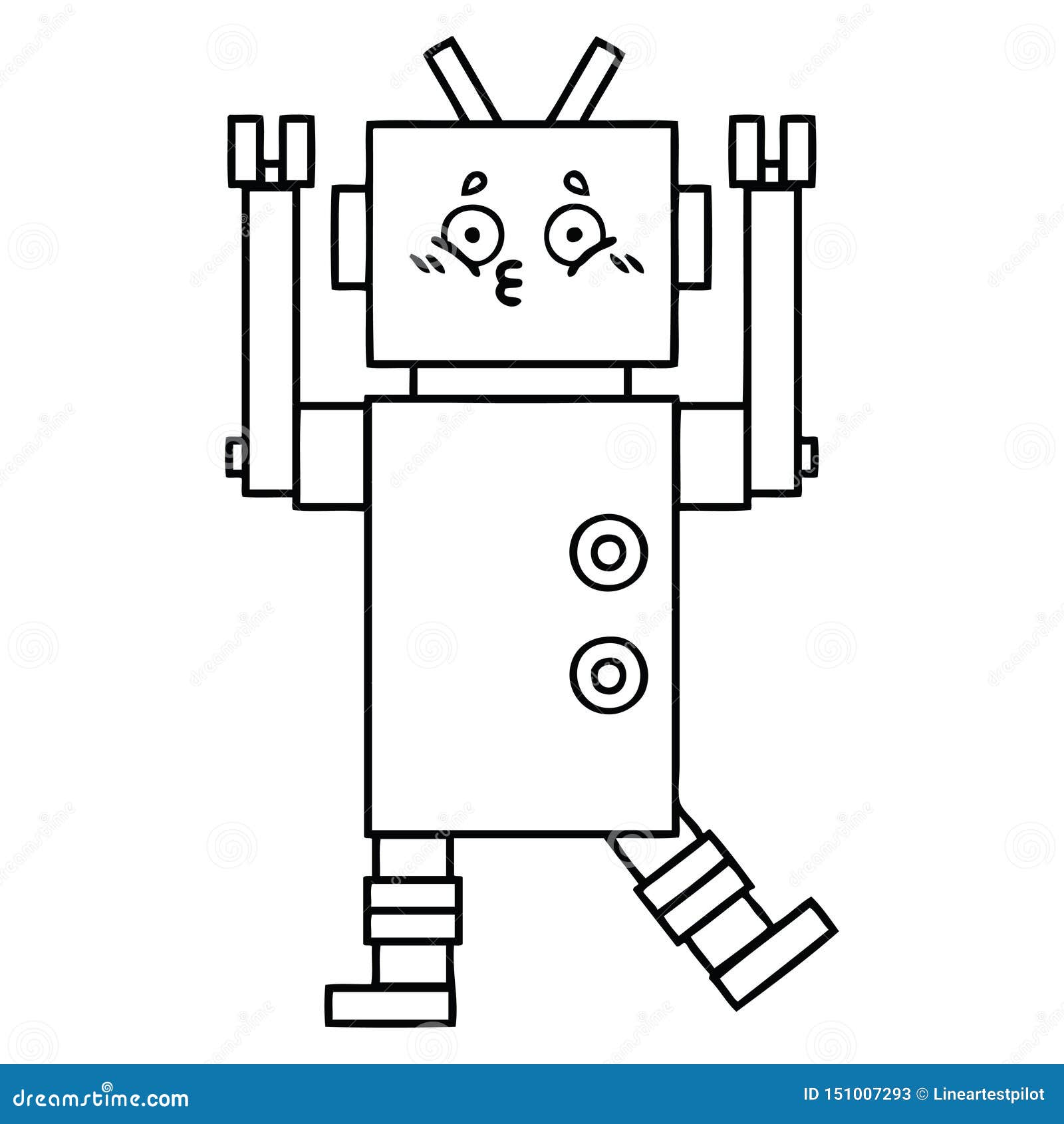 A Creative Line Drawing Cartoon Robot Stock Vector - Illustration of ...