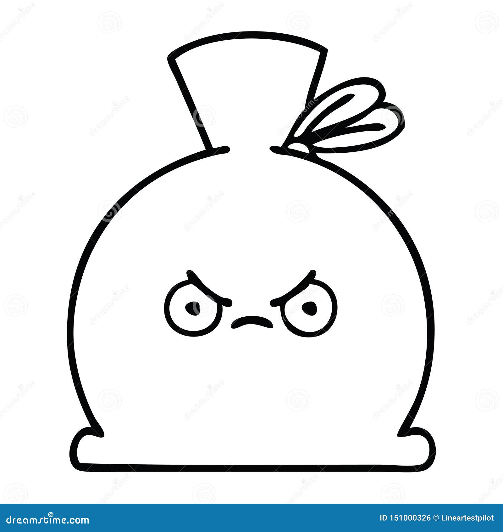 A Creative Line Drawing Cartoon Sack Stock Vector - Illustration of ...