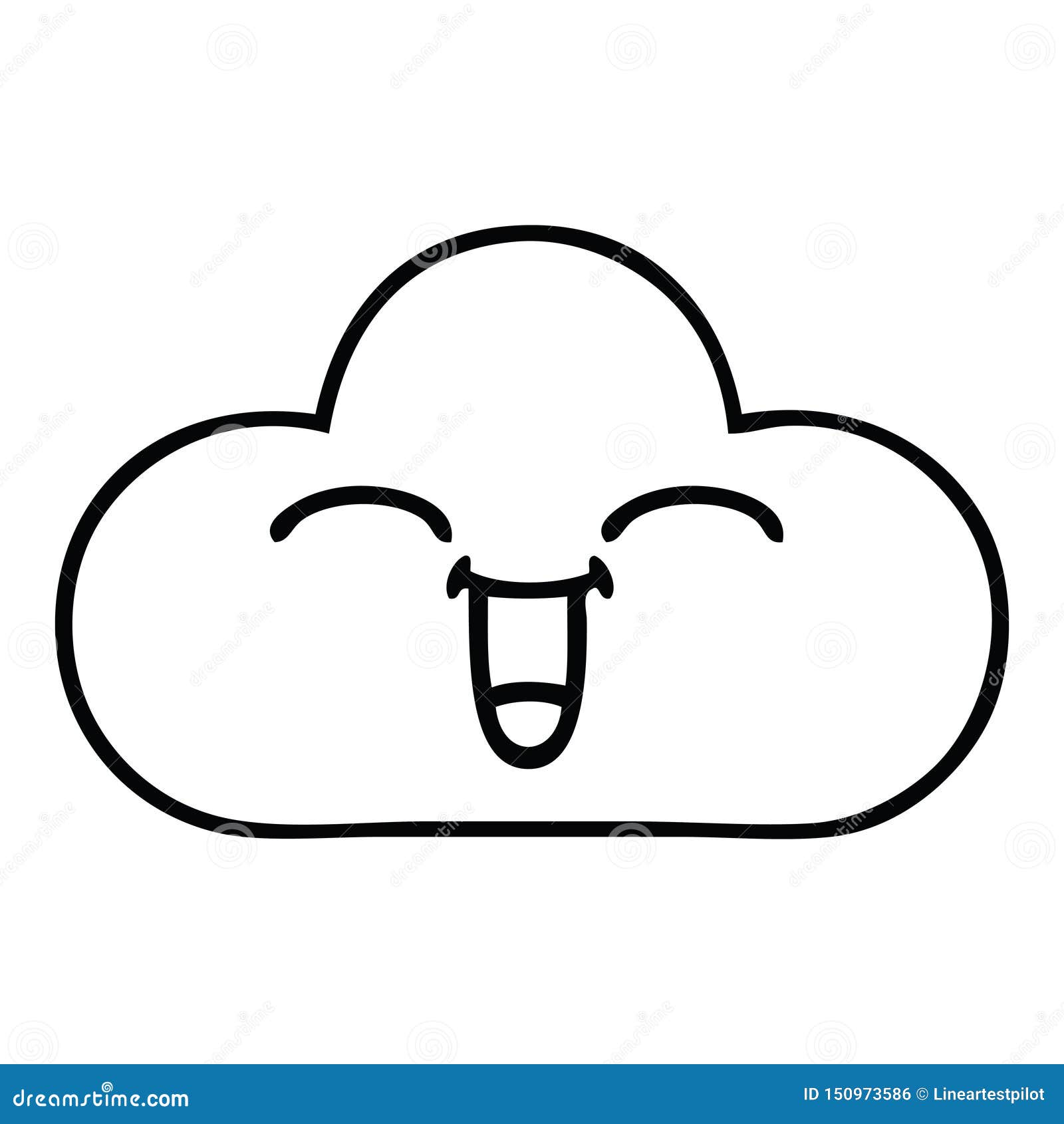 A Creative Line Drawing Cartoon Storm Cloud Stock Vector - Illustration ...