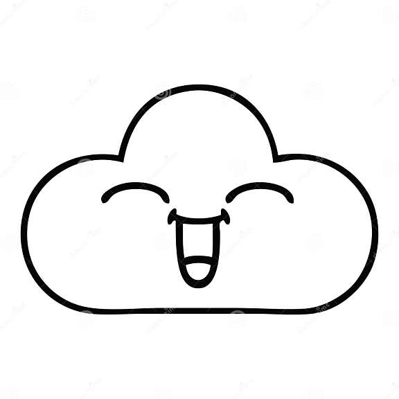 A Creative Line Drawing Cartoon Storm Cloud Stock Vector - Illustration ...