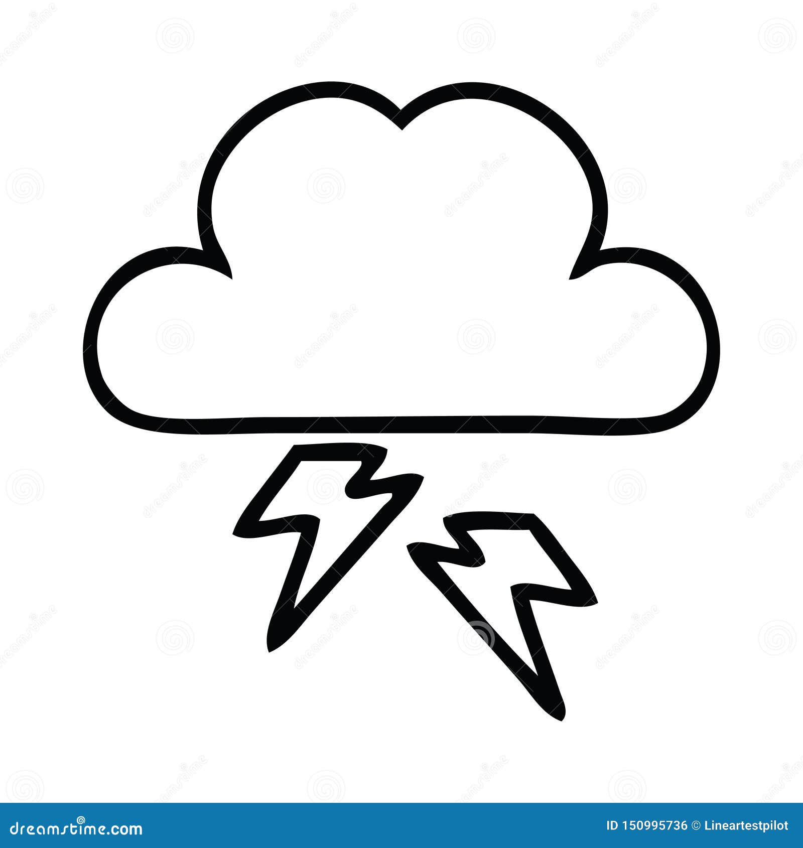 A Creative Line Drawing Cartoon Storm Cloud Stock Vector - Illustration ...