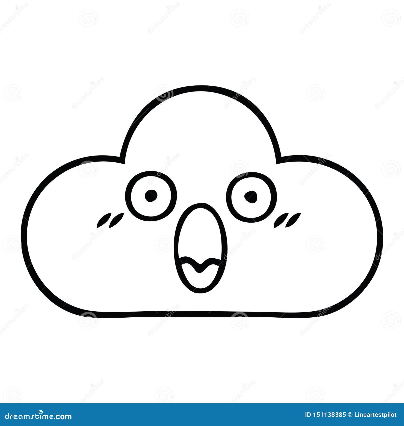 A Creative Line Drawing Cartoon Storm Cloud Stock Vector - Illustration ...