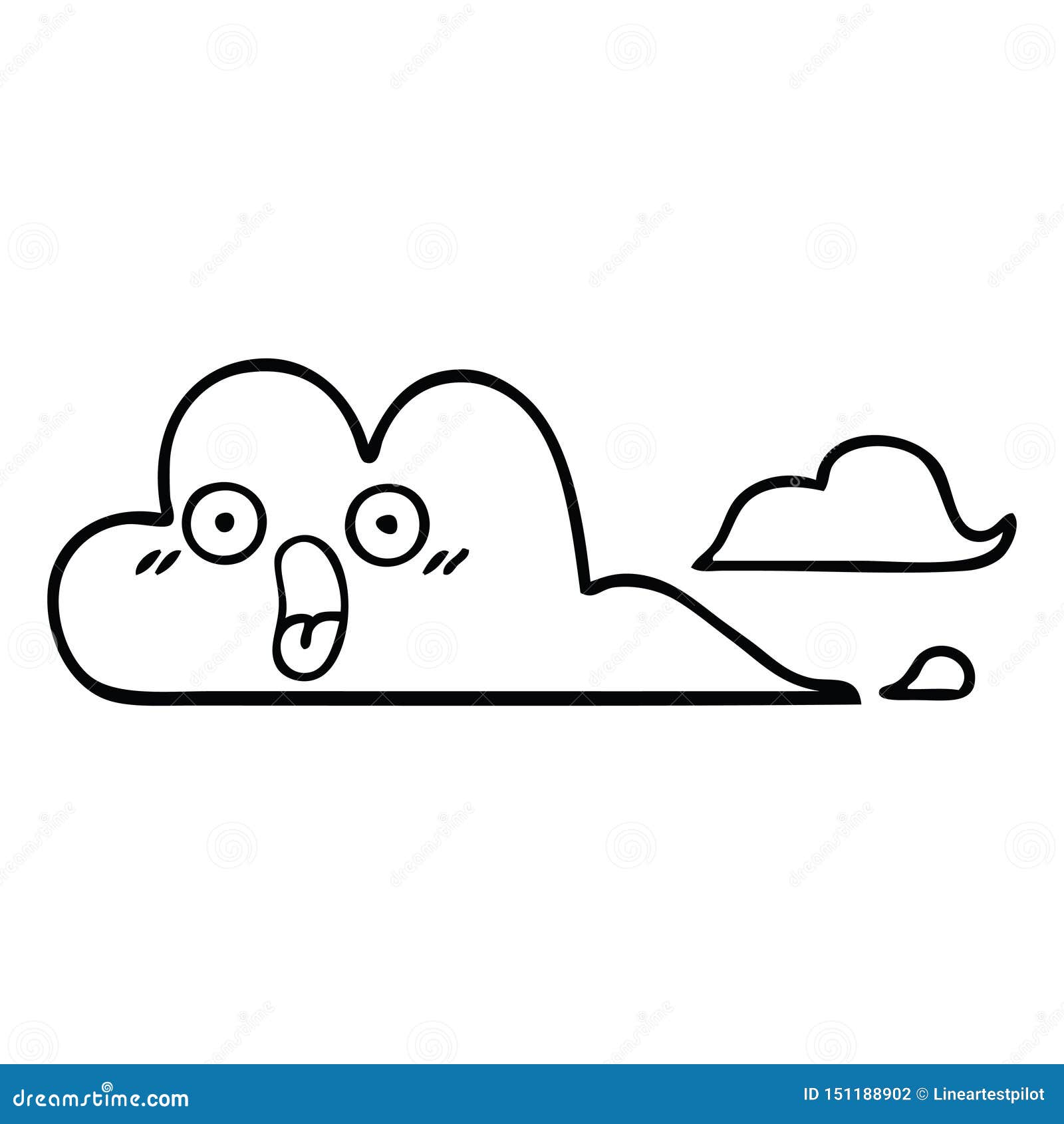 A Creative Line Drawing Cartoon Storm Cloud Stock Vector - Illustration ...