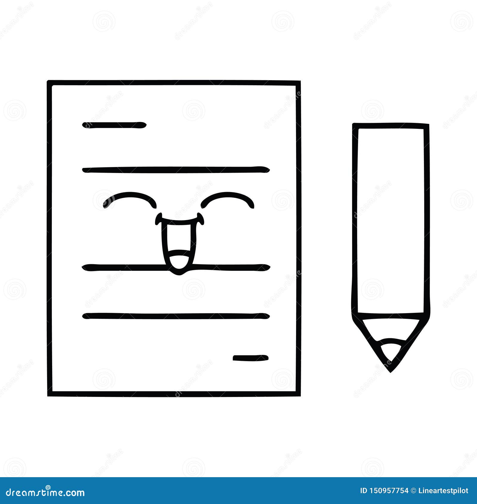 A Creative Line Drawing Cartoon Test Paper Stock Vector - Illustration ...