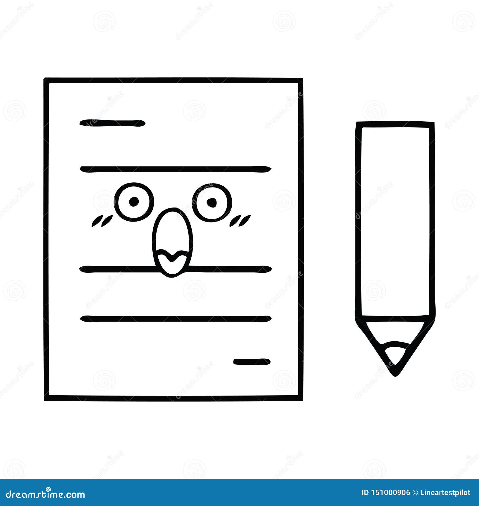 A Creative Line Drawing Cartoon Test Paper Stock Vector - Illustration ...