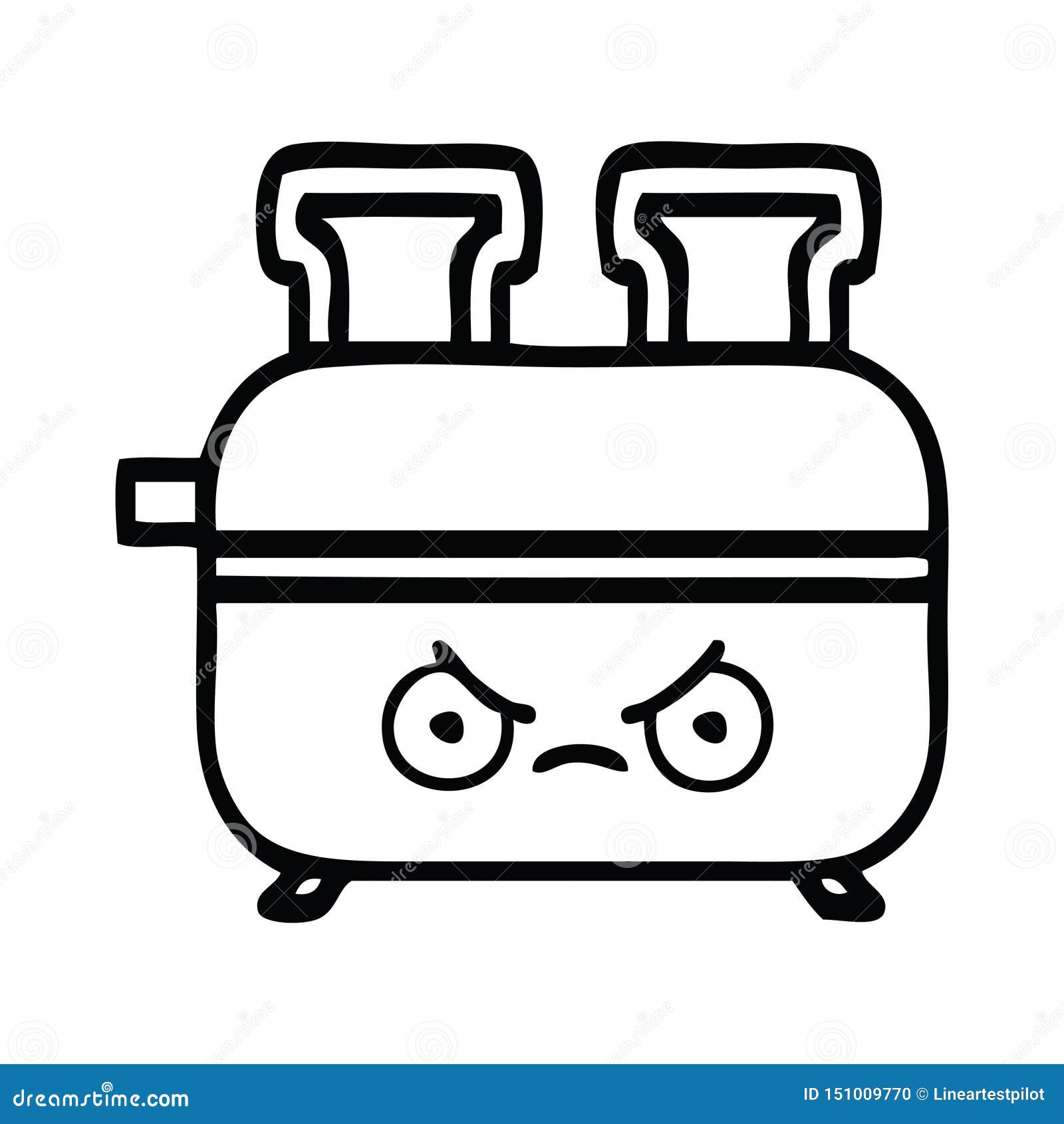 A Creative Line Drawing Cartoon of a Toaster Stock Vector ...