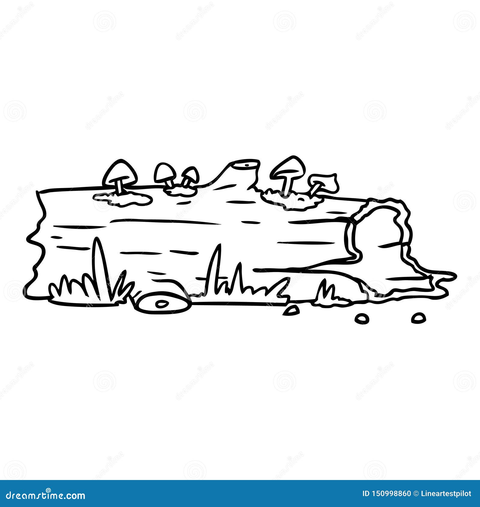 A Creative Line Drawing Doodle of a Tree Log Stock Vector ...