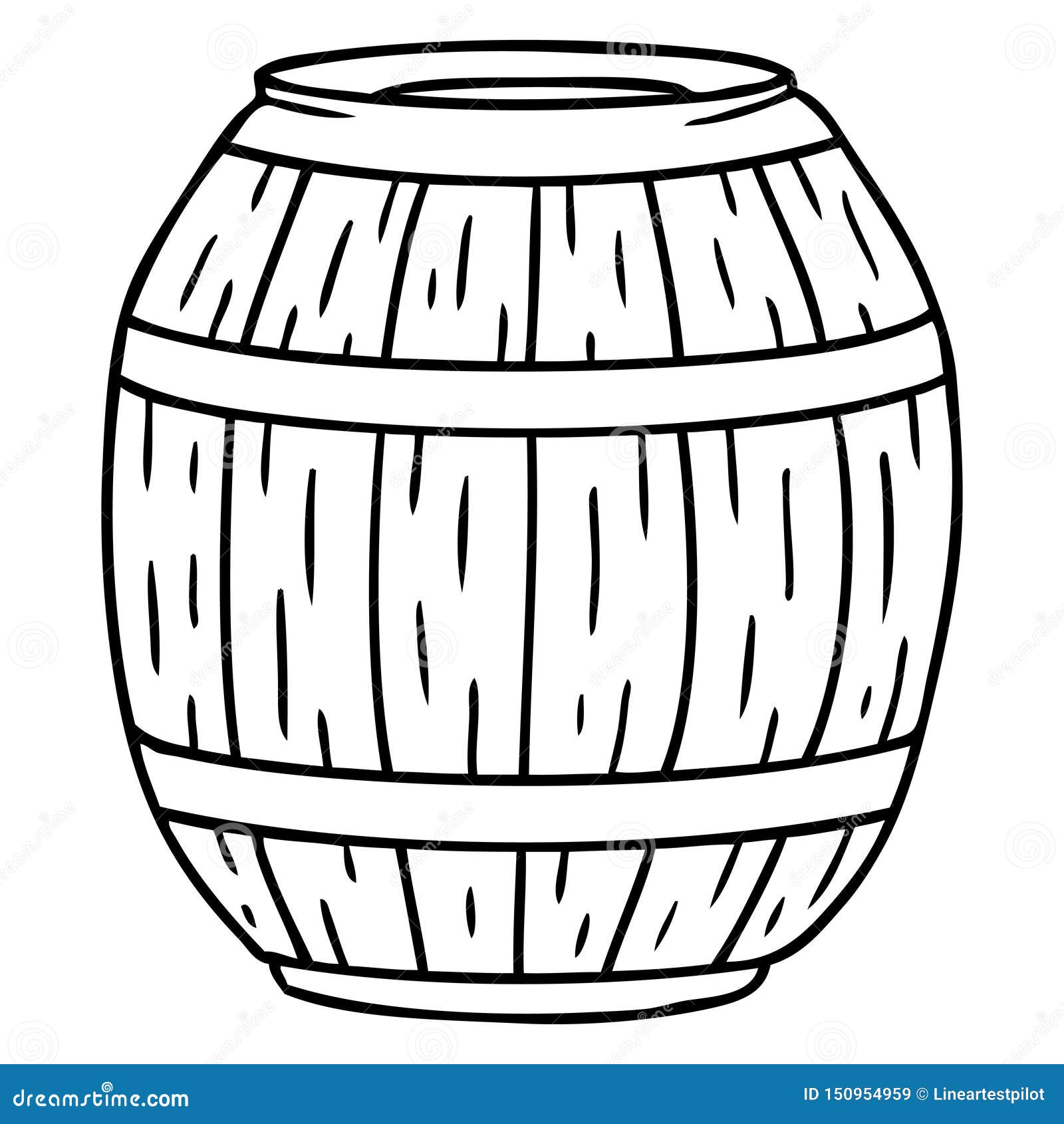 A Creative Line Drawing Doodle of a Wooden Barrel Stock Vector ...