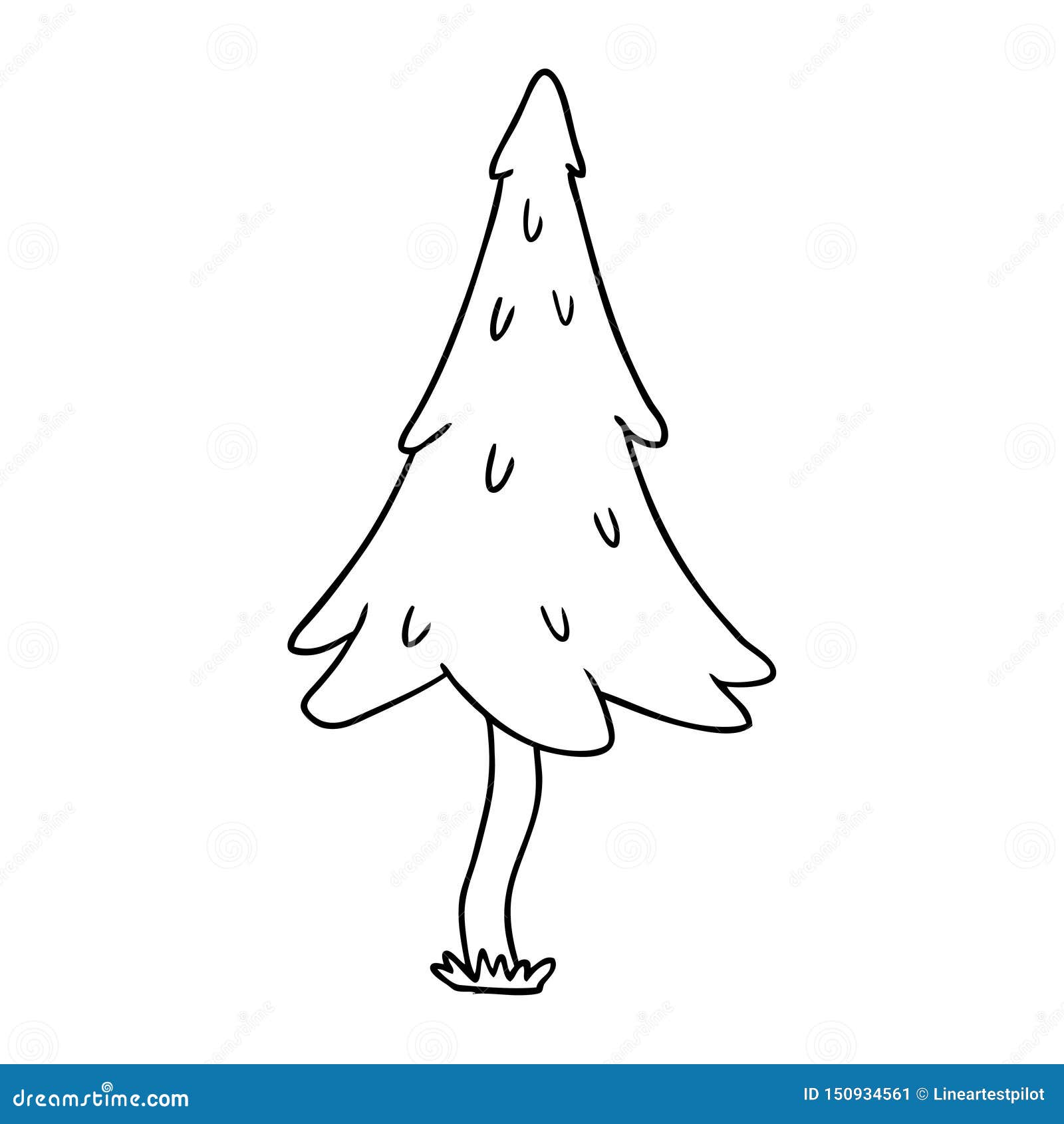 A Creative Line Drawing Doodle of Woodland Pine Trees Stock Vector ...