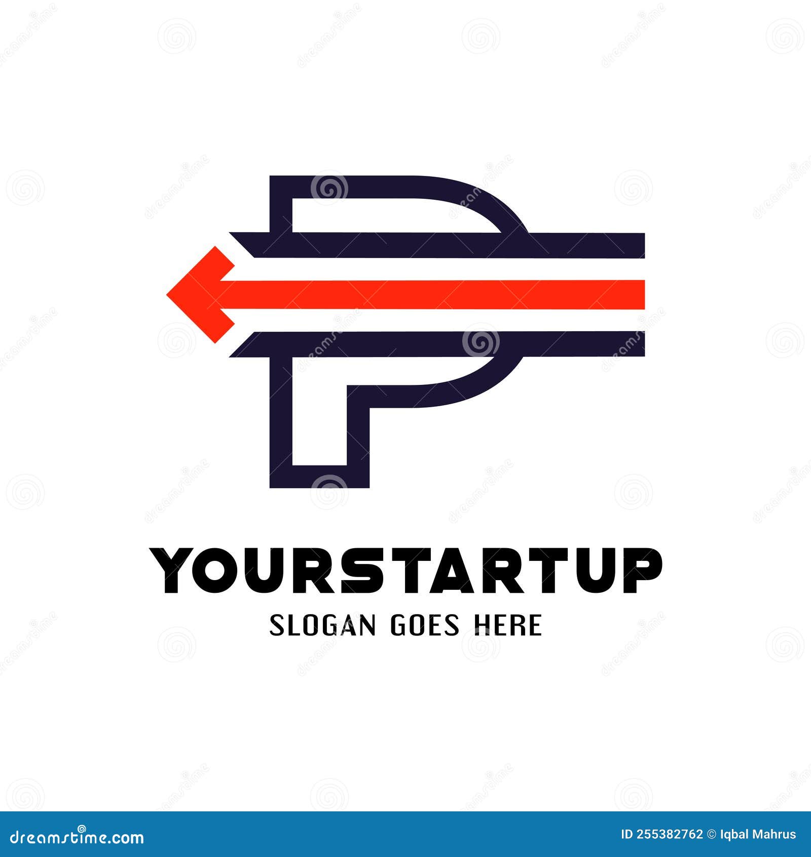 Dash Arrow Blended with Letter P Logo Stock Illustration - Illustration ...