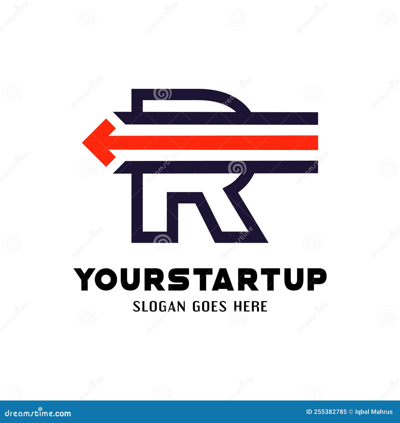 Dash Arrow Blended with Letter R Logo Stock Illustration - Illustration ...