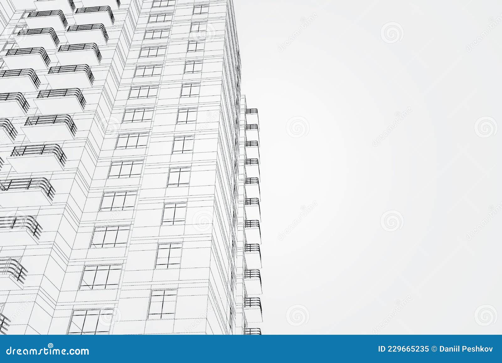 Creative Linear Building Project on White Background with Mock Up Place ...