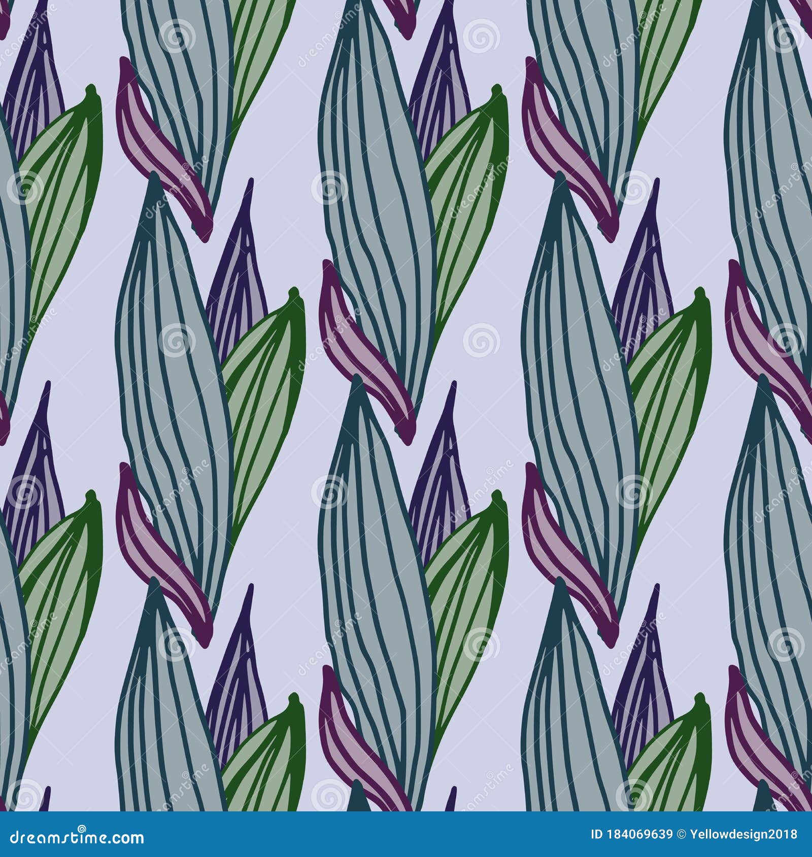 Creative Linear Leaves Shape Seamless Pattern. Abstract Line Art ...