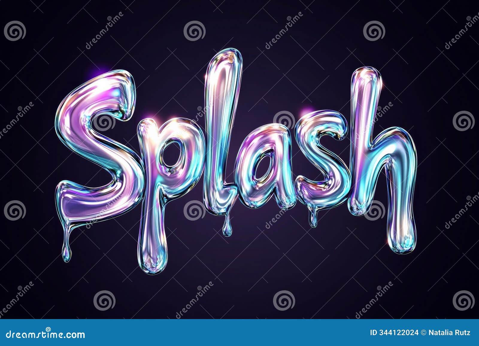 Stylish Liquid Text Effect With Shiny Metallic Letters Spelling Splash ...