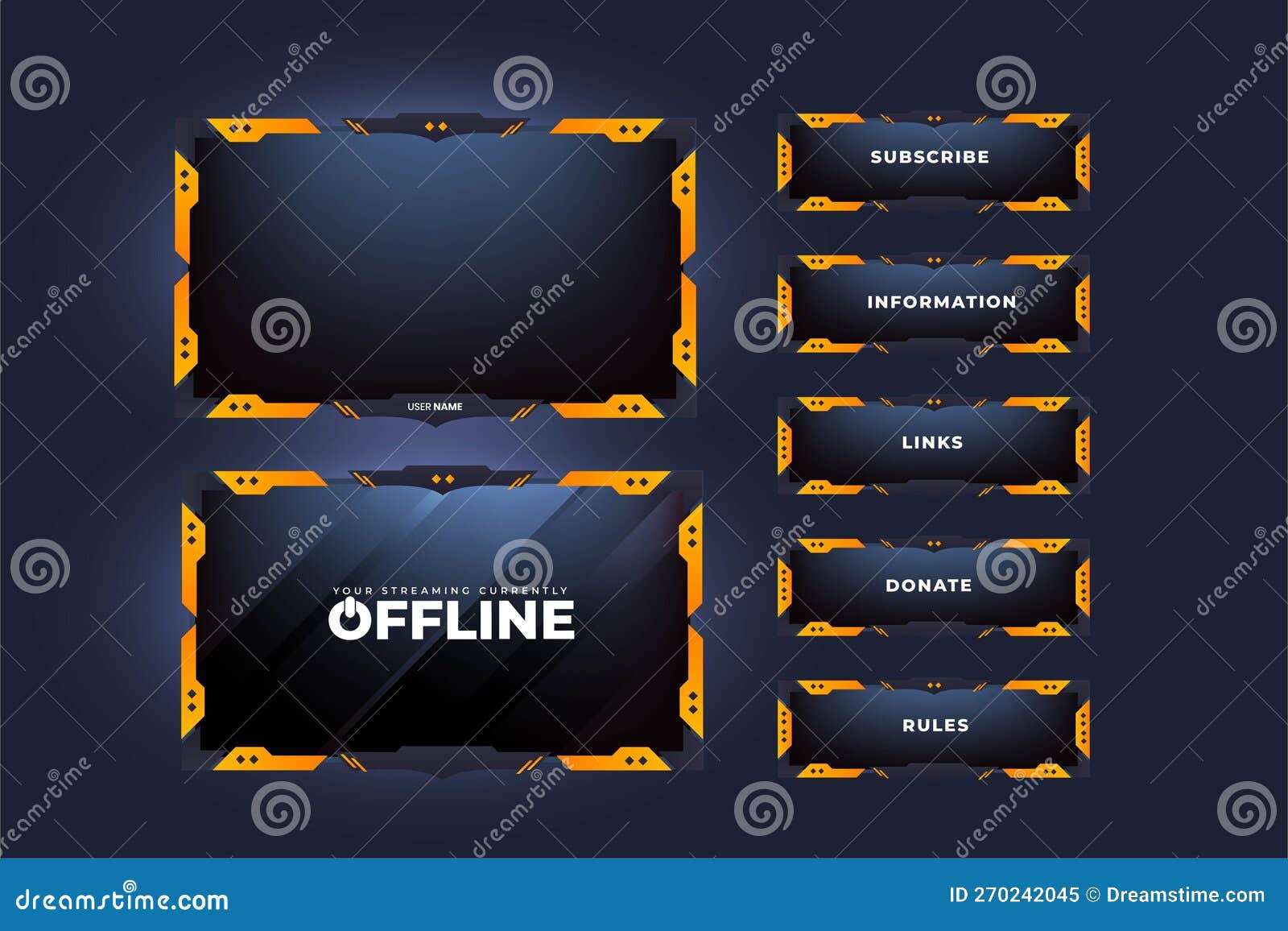 Creative Live Streaming Overlay and Screen Panel Design with Yellow and ...