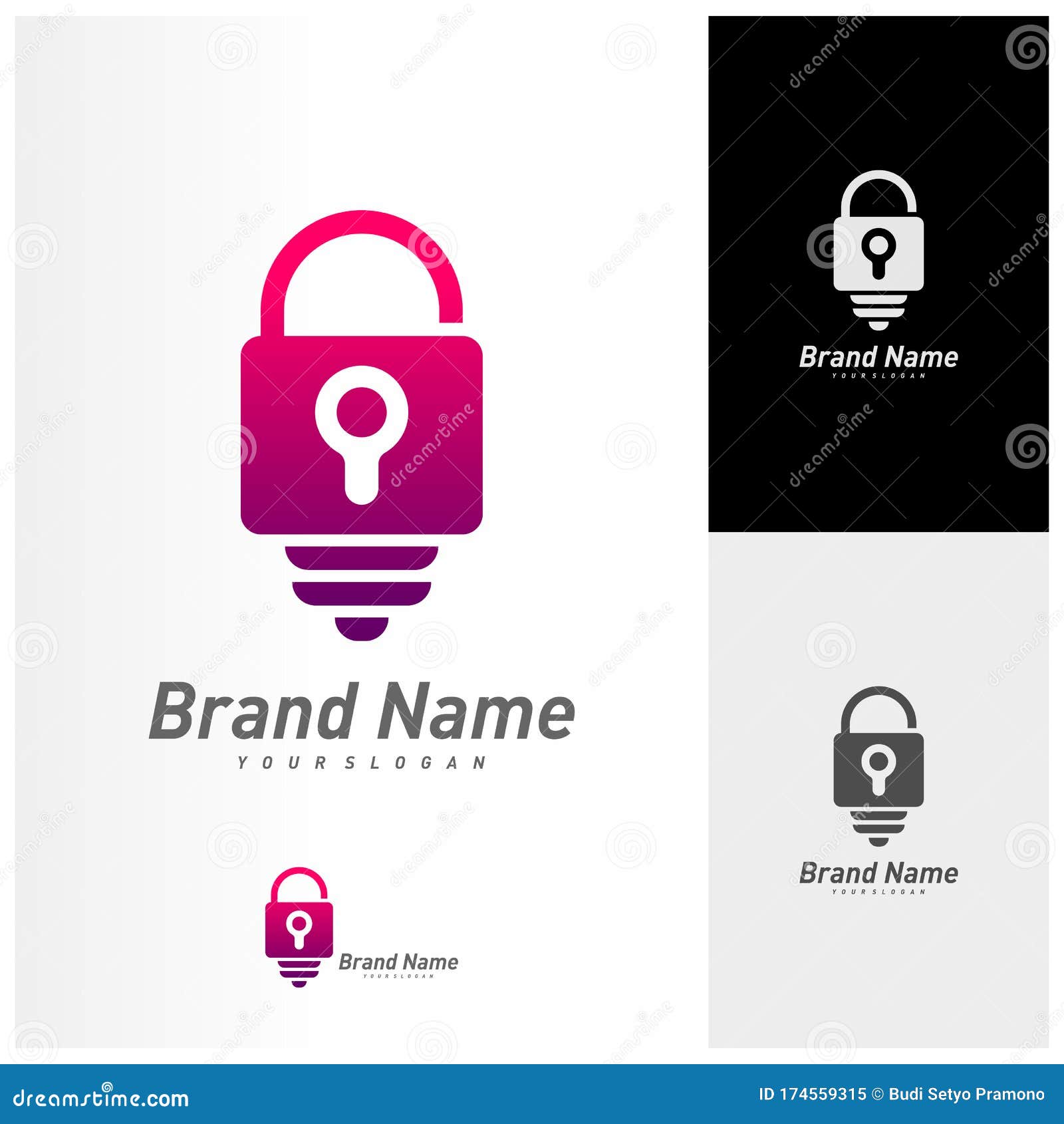 Creative Lock Logo Vector Template. Light Bulb with Lock Logo Design ...