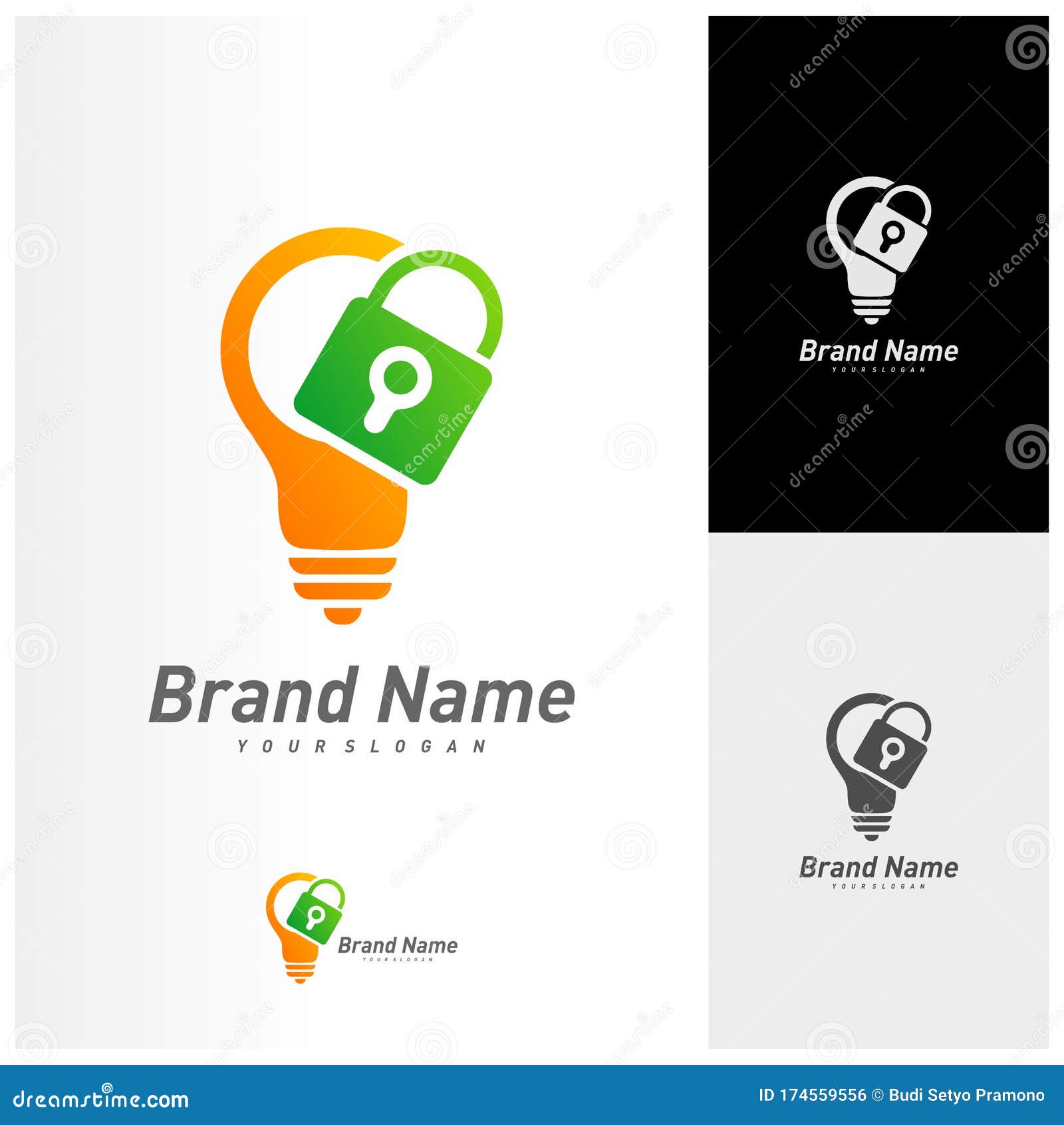 Creative Lock Logo Vector Template. Light Bulb with Lock Logo Design ...