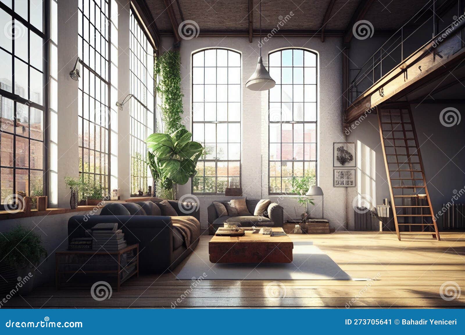 Creative Loft Design stock illustration. Illustration of living - 273705641
