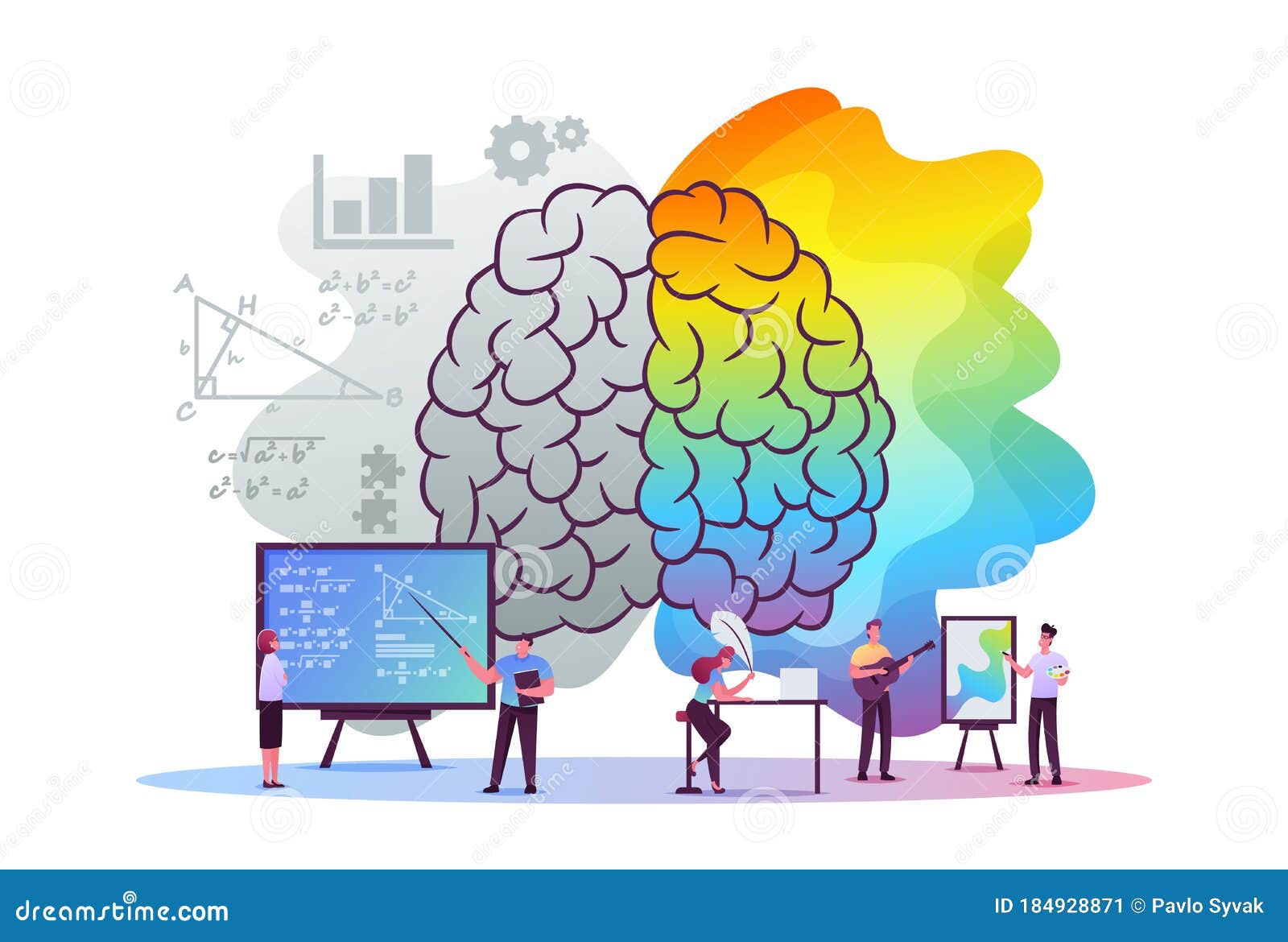 Creative and Logic Thinking Concept. Tiny Male and Female Characters at ...