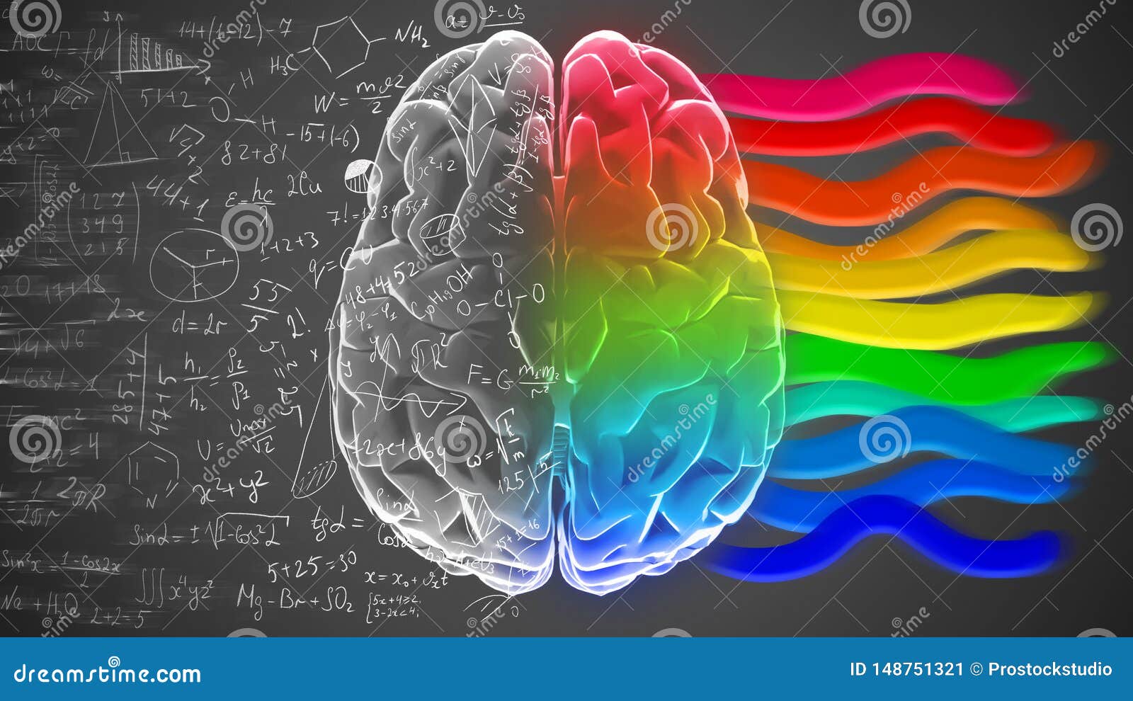 Creative and Logical Halves of Human Mind. Stock Image - Image of ...