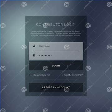 Creative Login Form Ui Template in Dark Theme Stock Vector ...