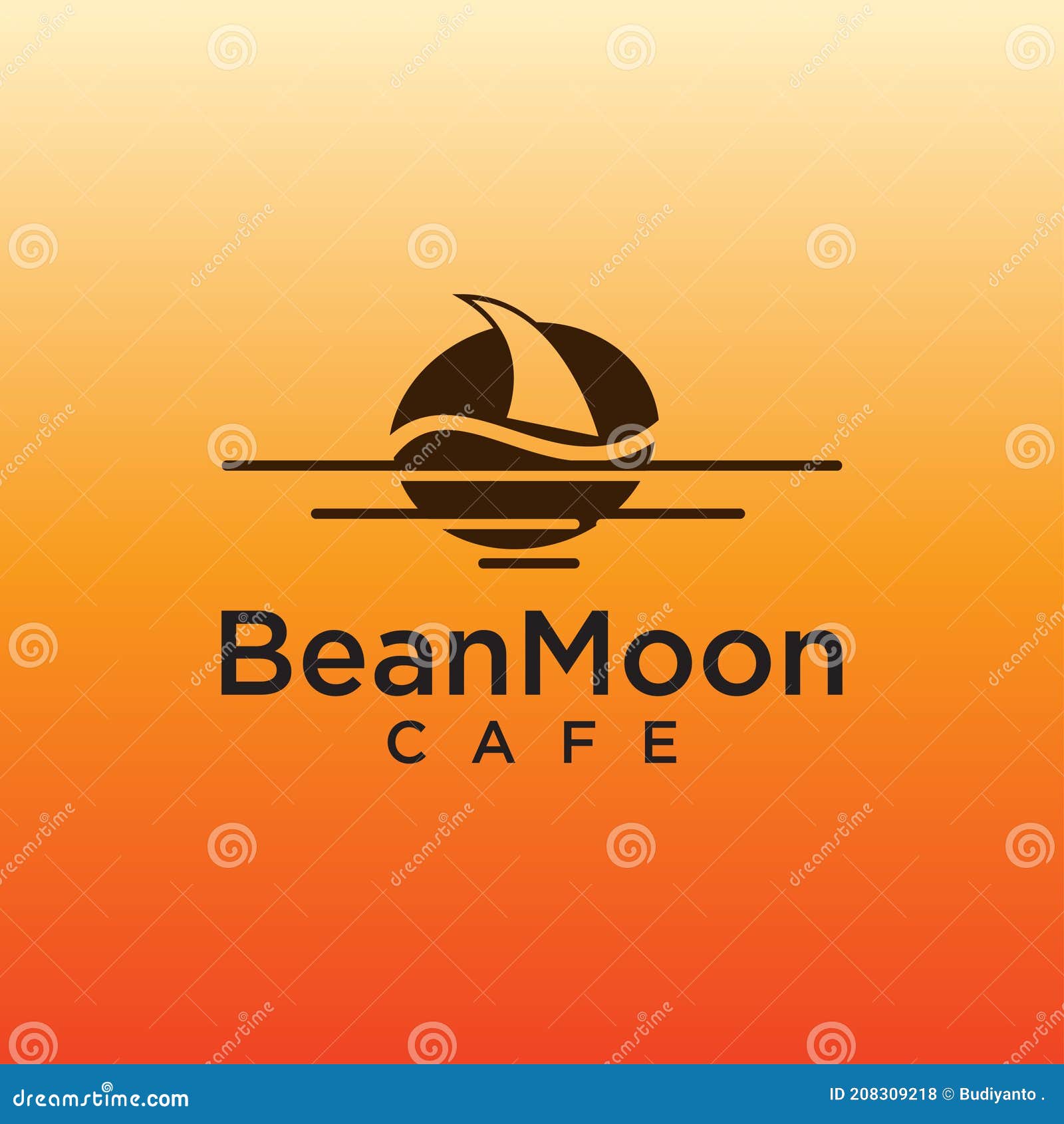 Creative Logo Beanmoon, with Sailboad and Bean Like Moon Vector Stock ...
