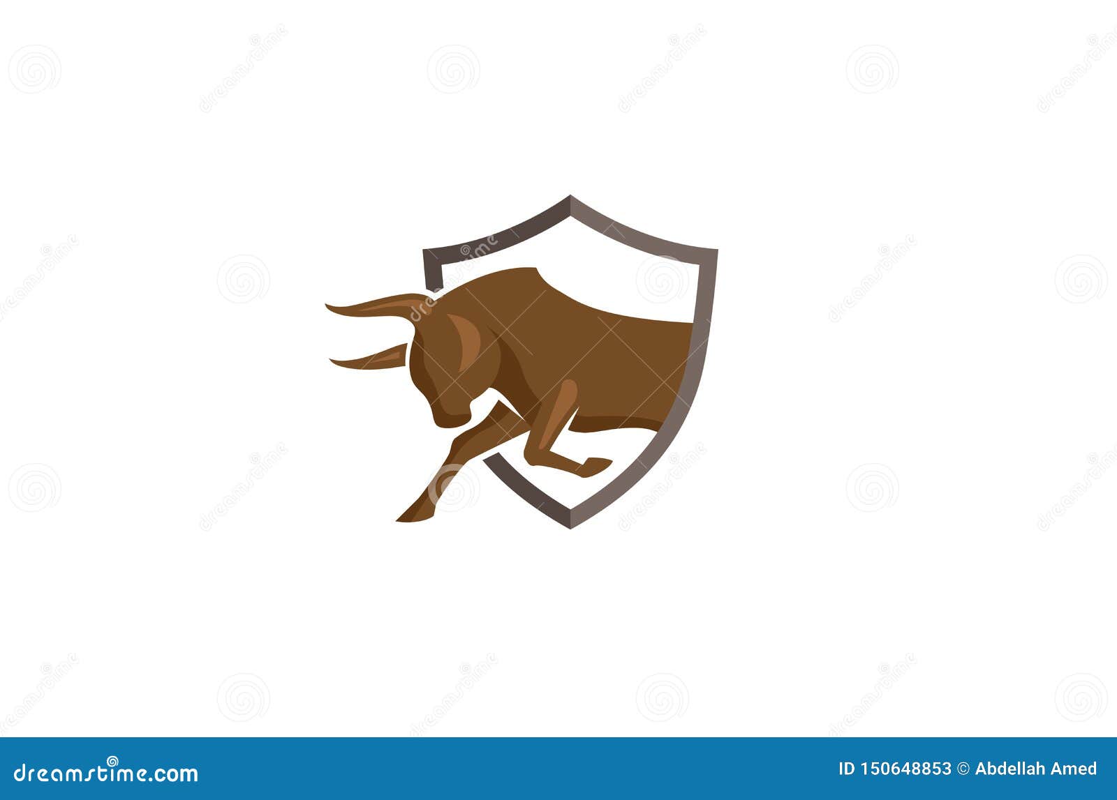 Creative Logo Brown Bull Shield Design Symbol Vector Illustration Stock ...