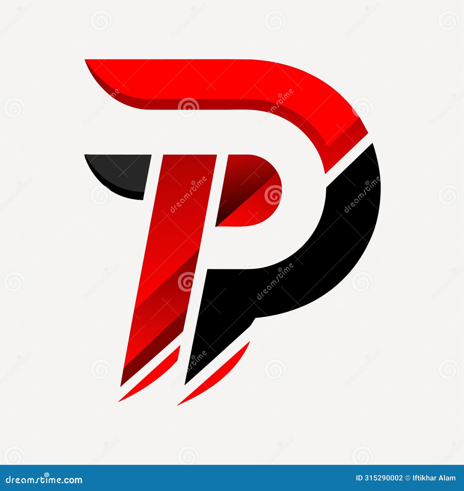 A Creative Logo Featuring a Red and Black Letter P on a Clean White ...