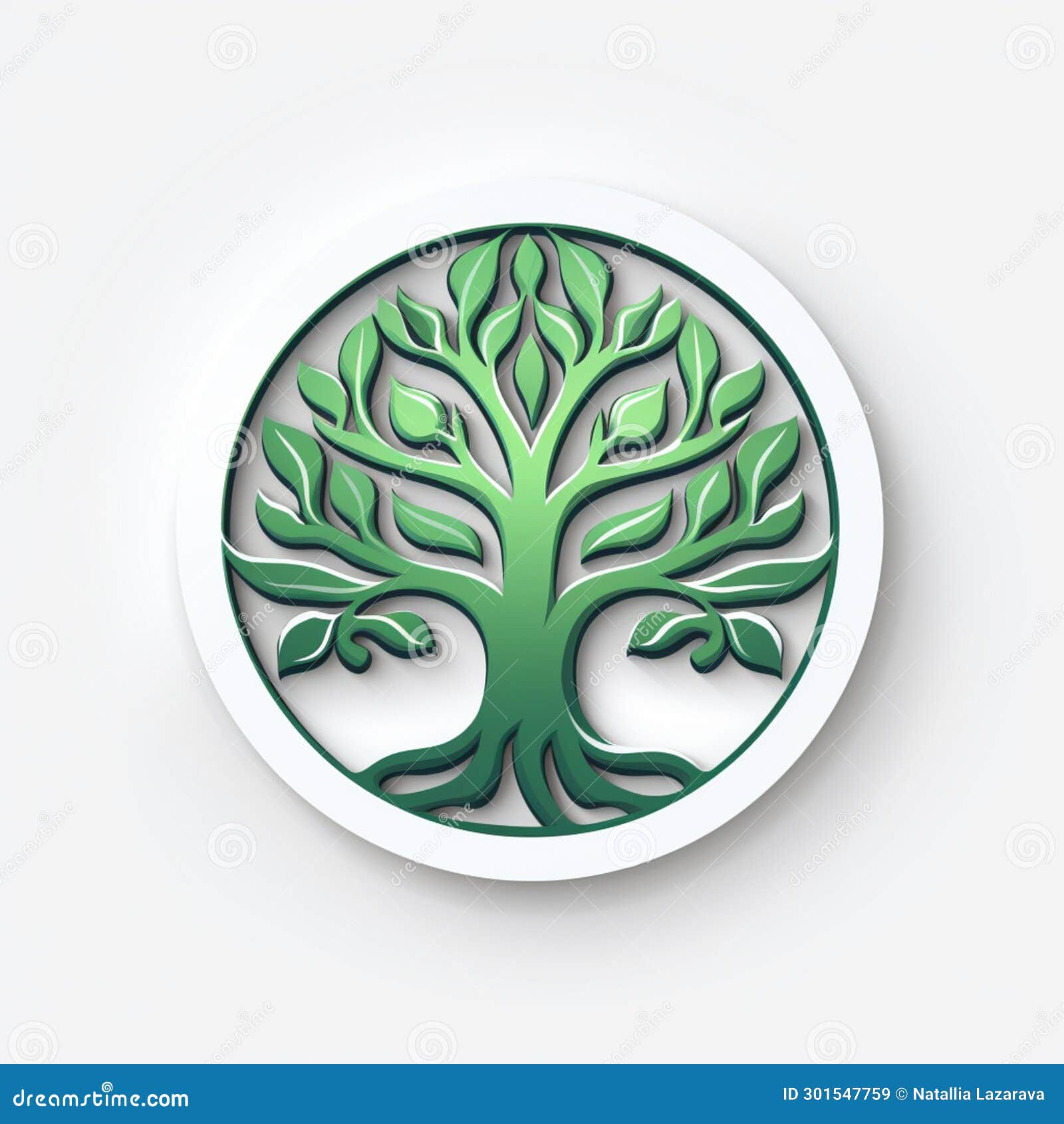 Creative Logo,green Tree On White Background,symbolizing Environmental ...