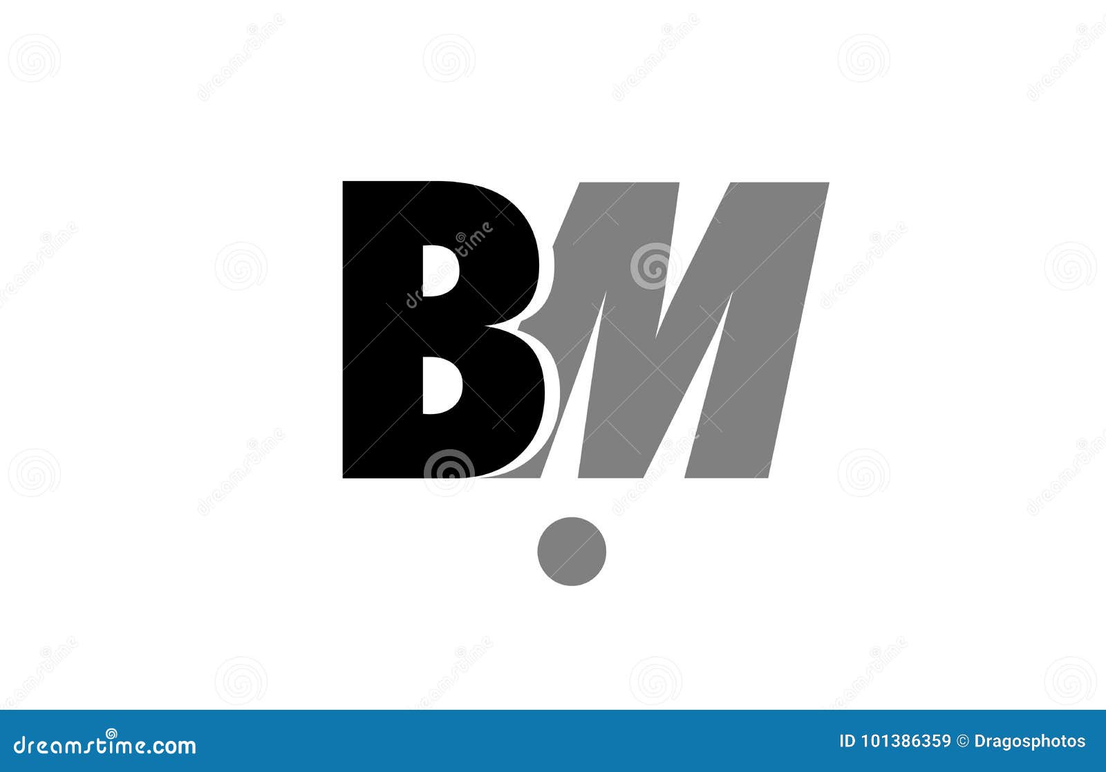 Bm B M Black White Grey Alphabet Letter Logo Icon Combination Stock ...