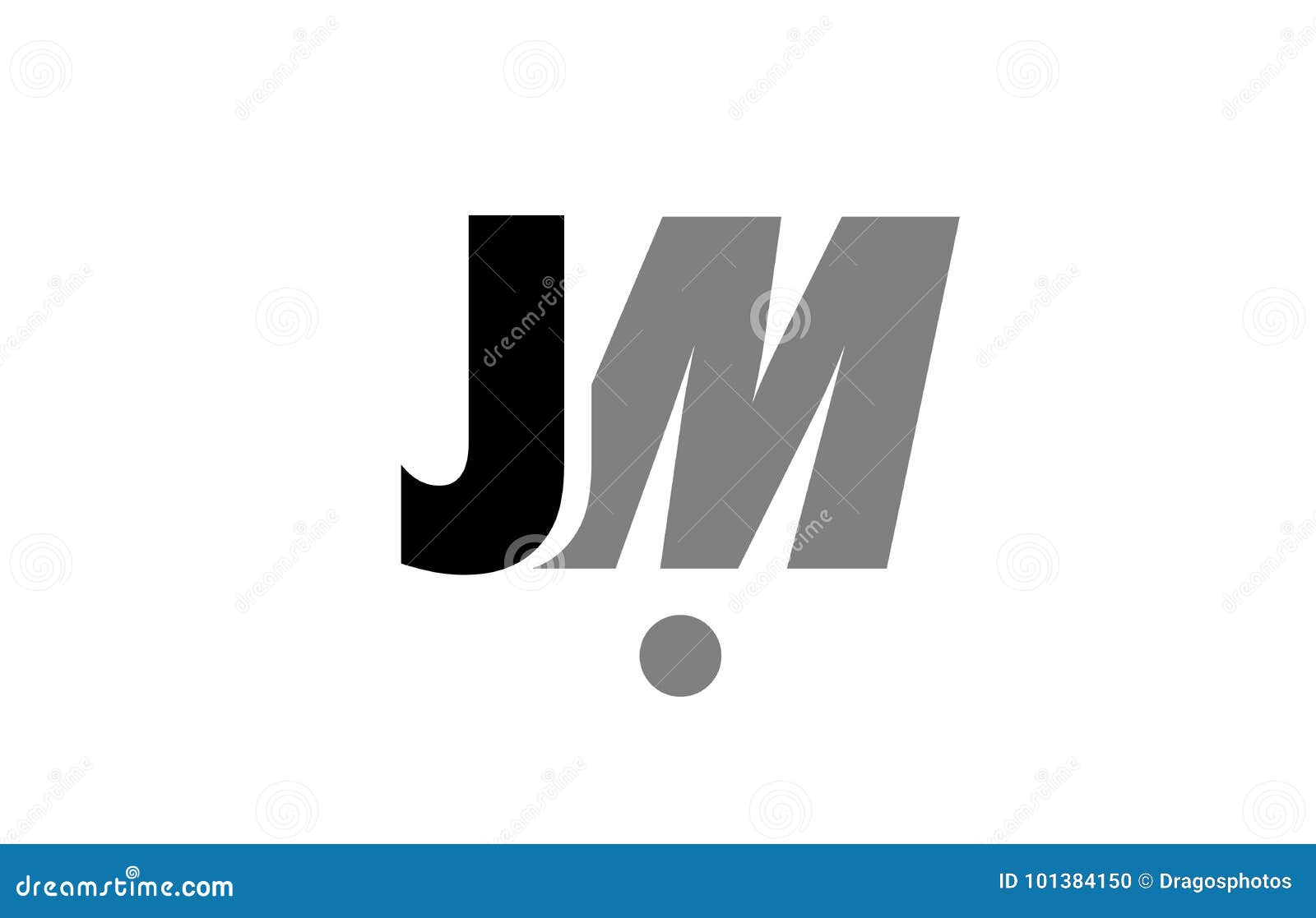 Jm J M Black White Grey Alphabet Letter Logo Icon Combination Stock ...