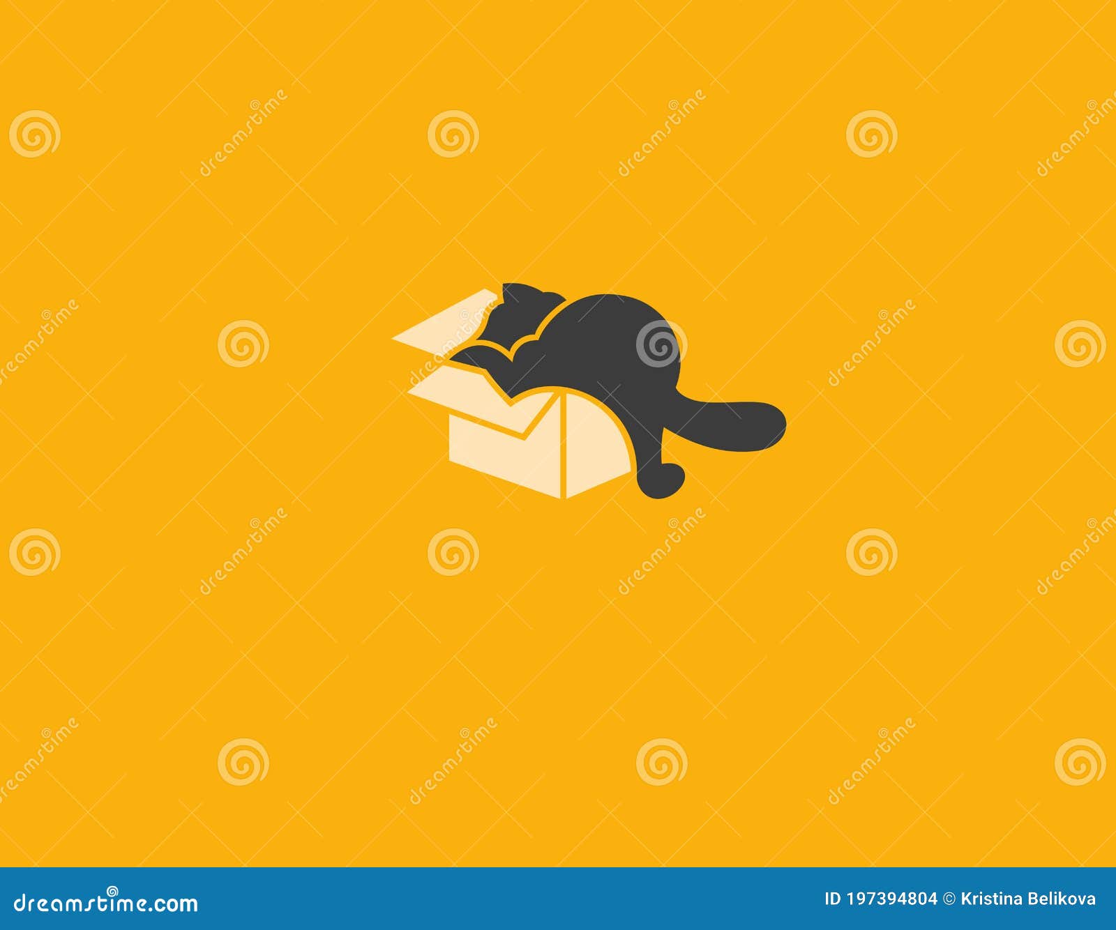 Creative Logo Icon Funny Cat and Box Stock Vector - Illustration of ...