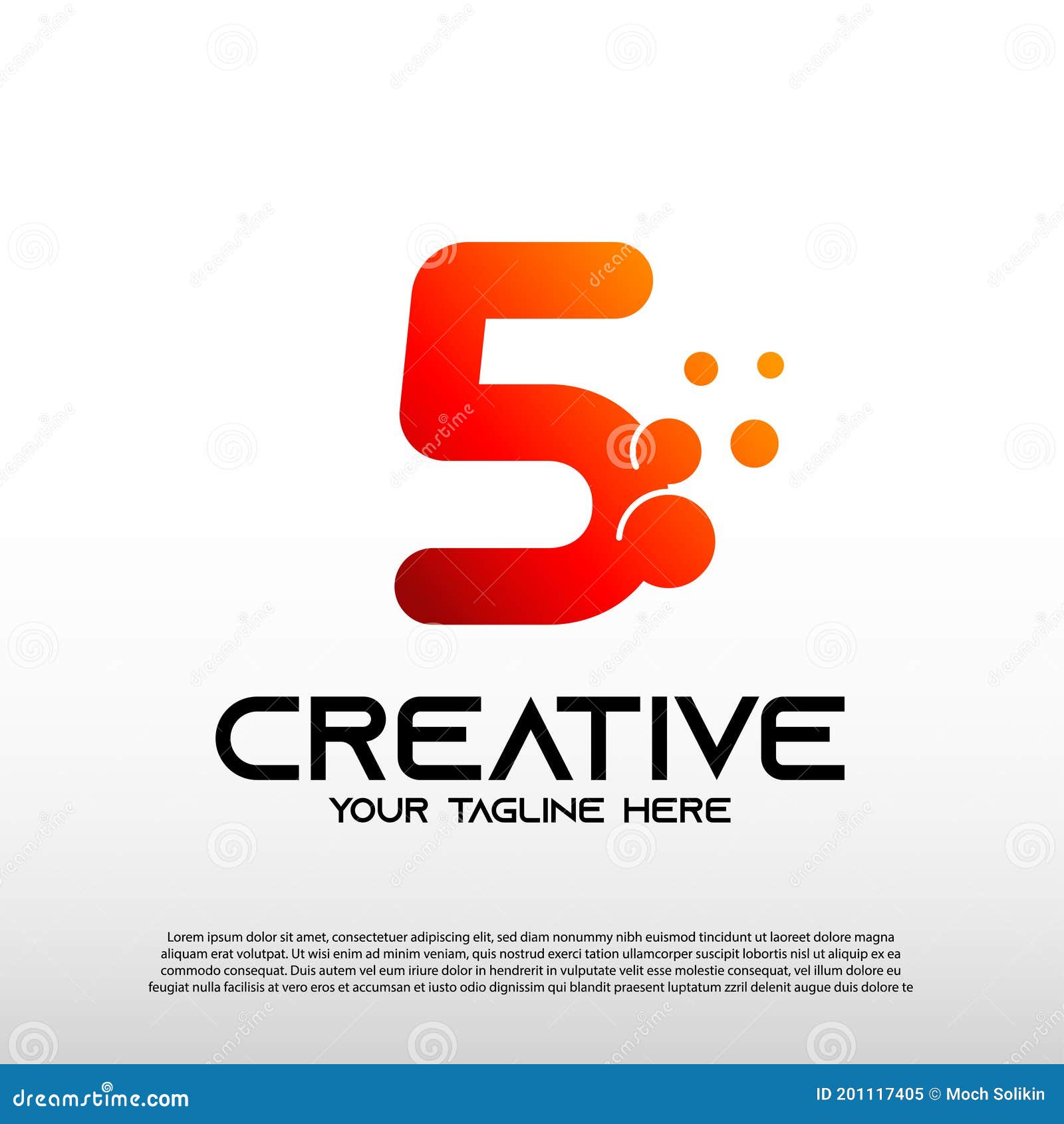 Creative Logo with Initial Number Five, 5. Technology Icon ...